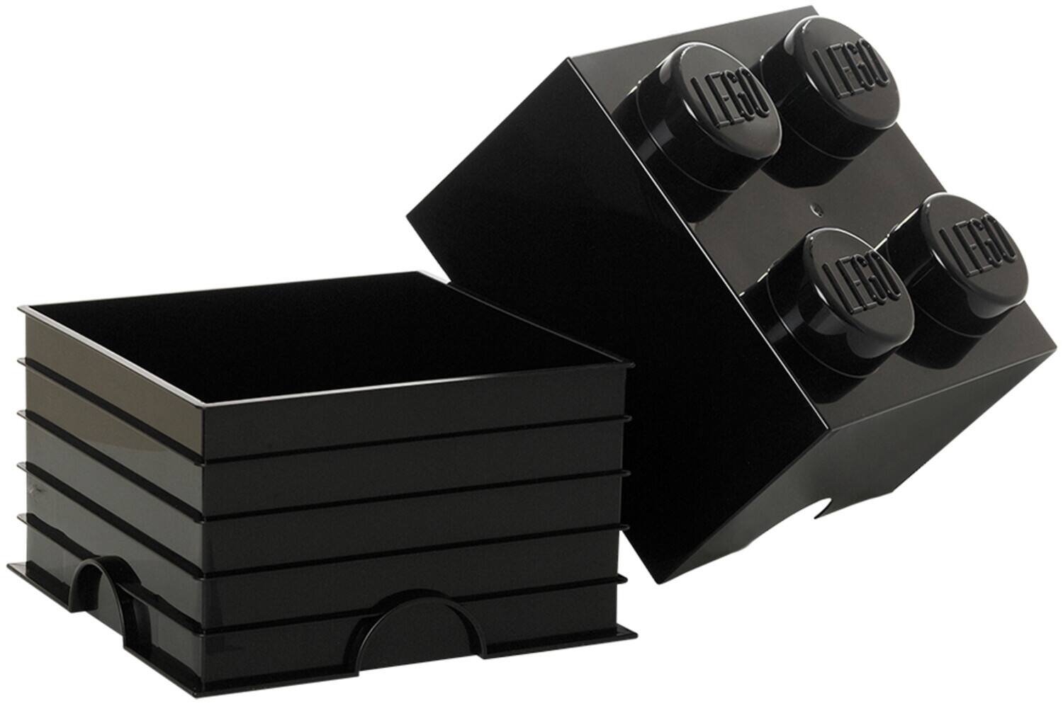 Room Copenhagen LEGO Stackable Storage Brick with 4 Knobs, Black ...