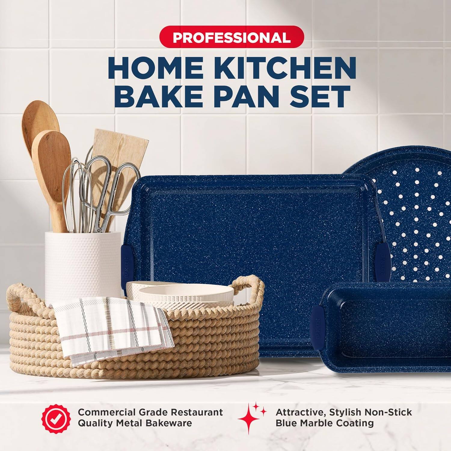 Bakken Swiss BAKKEN Kitchen Baking Pan Set Nonstick Coating, Carbon ...