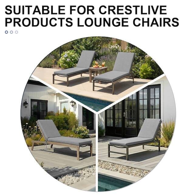 Crestlive Products 1pc 72in Outdoor Water Resistant Chaise Lounge Chair ...