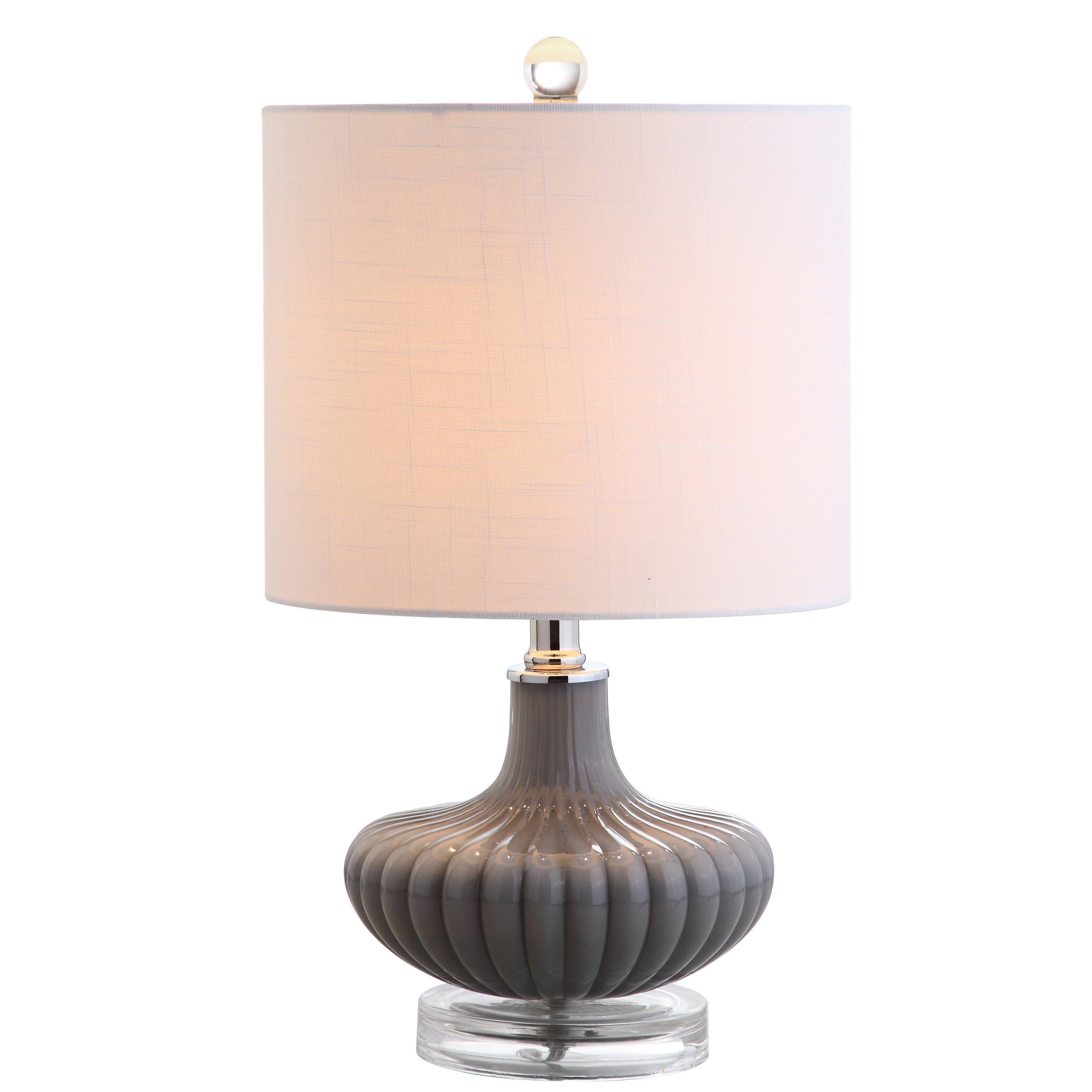 Jonathan Y Kamille 18" Glass and Lucite LED Table Lamp, Gray Gray/Clear ...