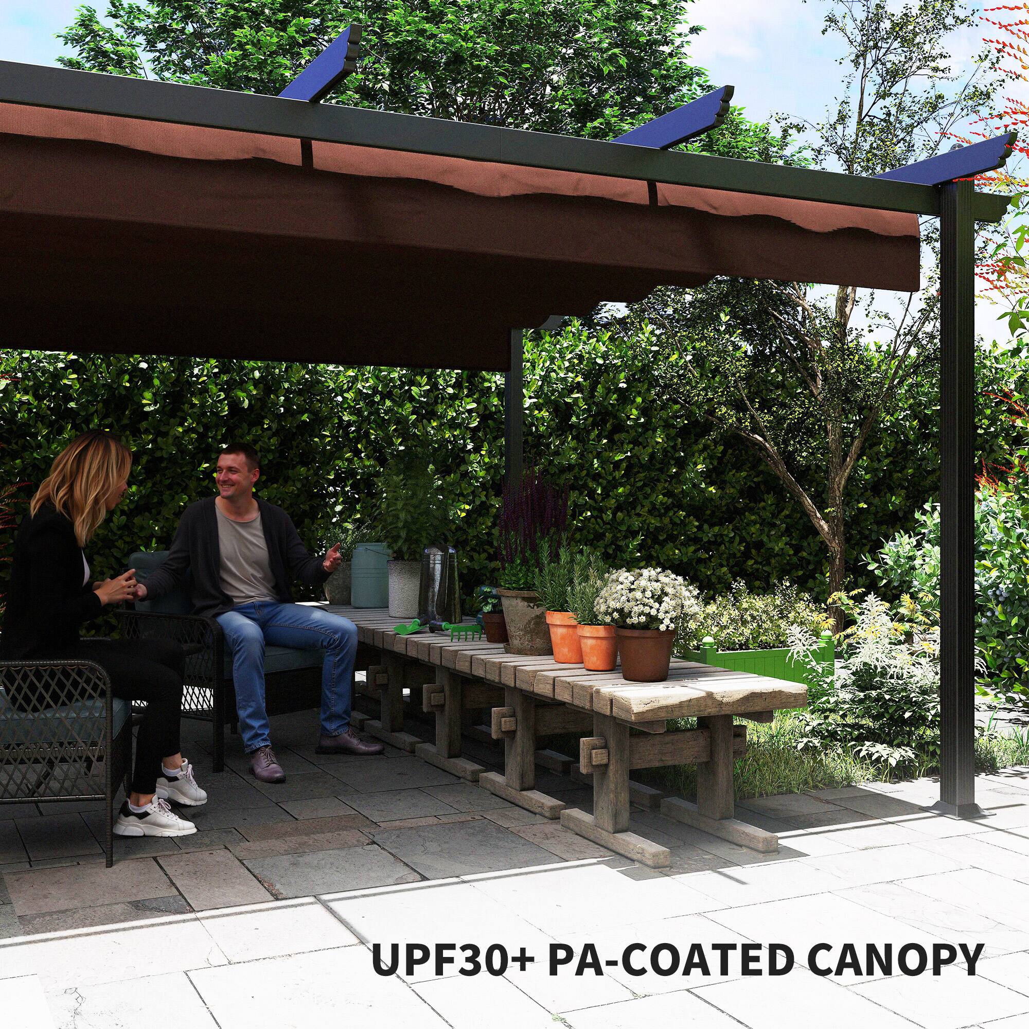 Outsunny x 13' Aluminum Retractable Pergola Canopy, Outdoor Pergola for ...