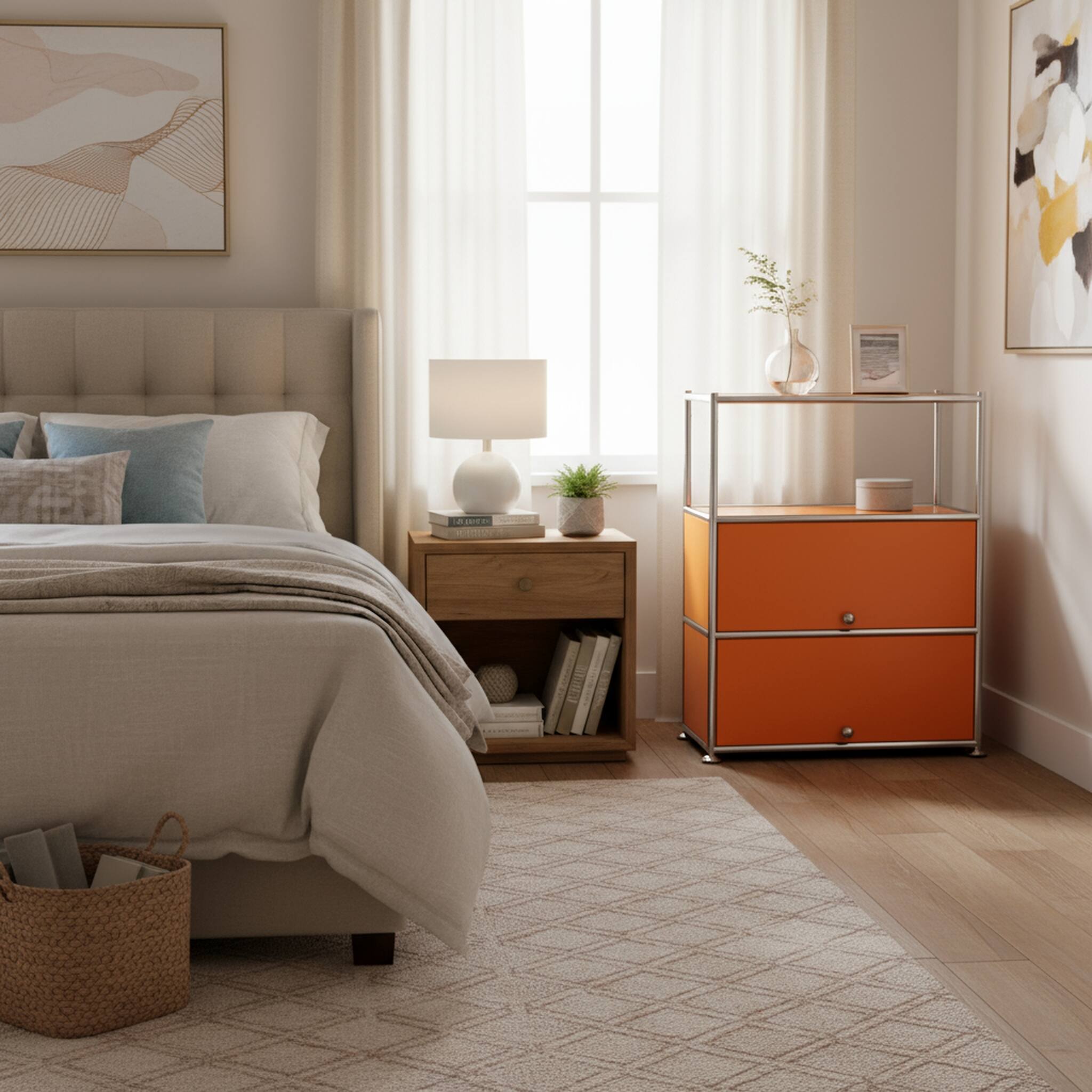Malletson 3 Tier Modular Metal Sideboard Storage Cabinet, Modern Grid ...