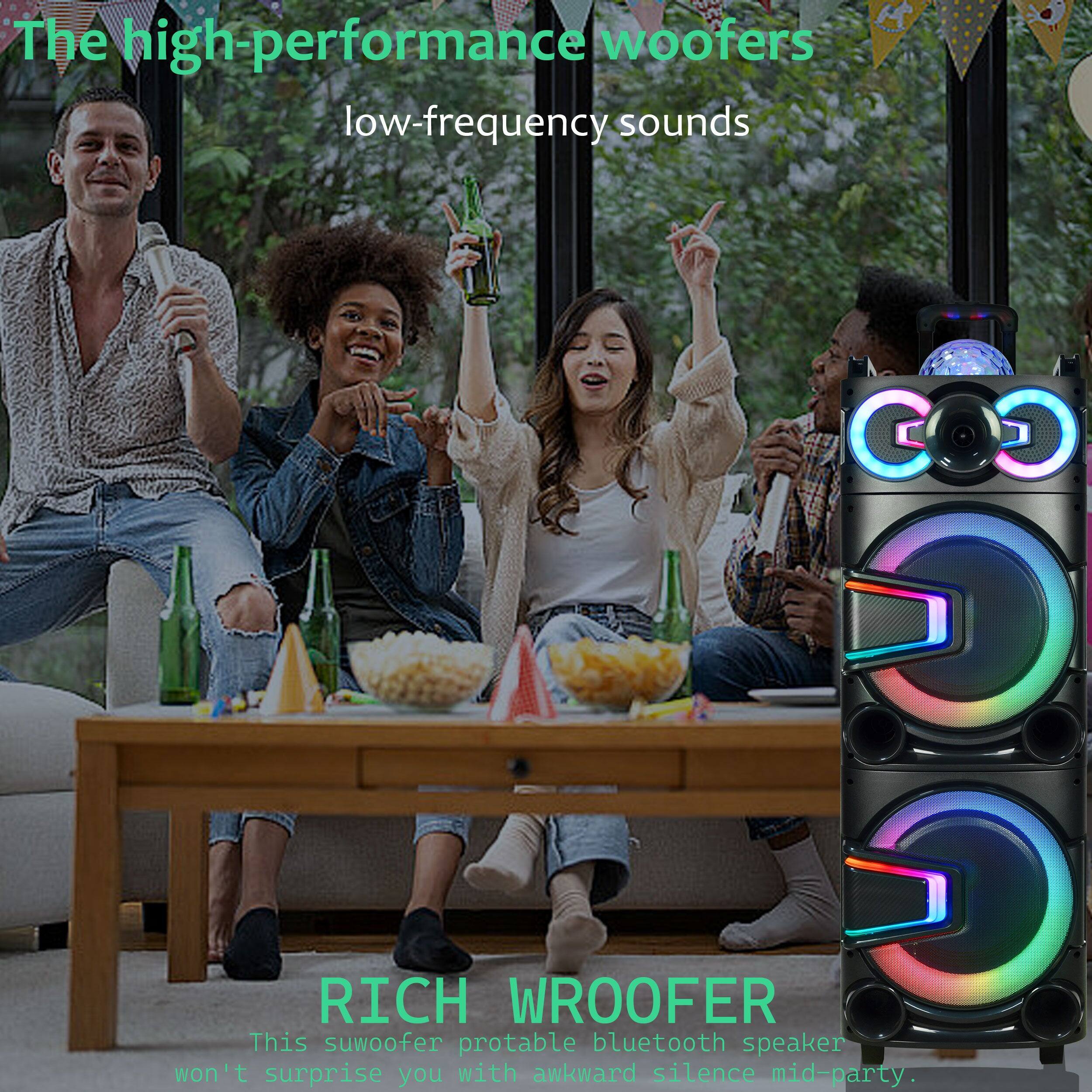 TopTech ANGEL 10, Dual 10" Bluetooth Speaker with Disco Lights & DJ ...