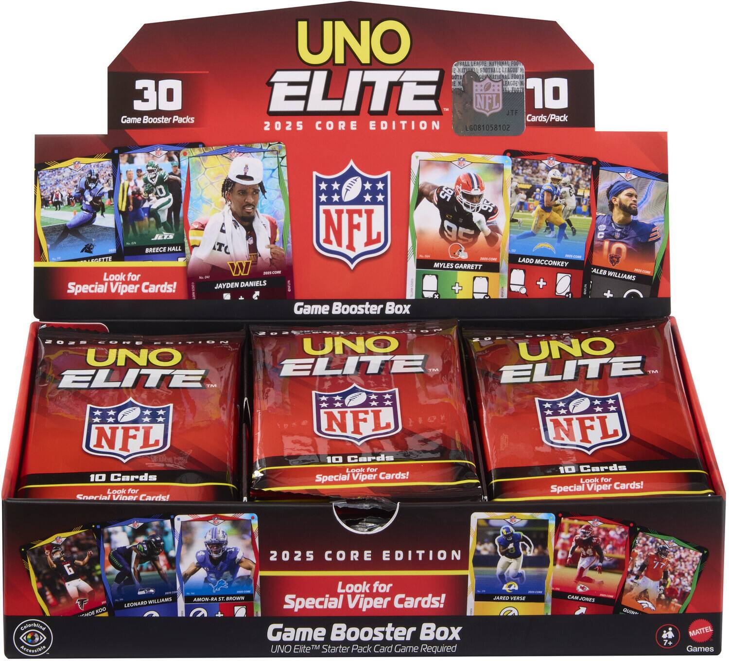 Mattel Games Uno Elite NFL 2025 Core Edition, Booster Box Collectibles ...