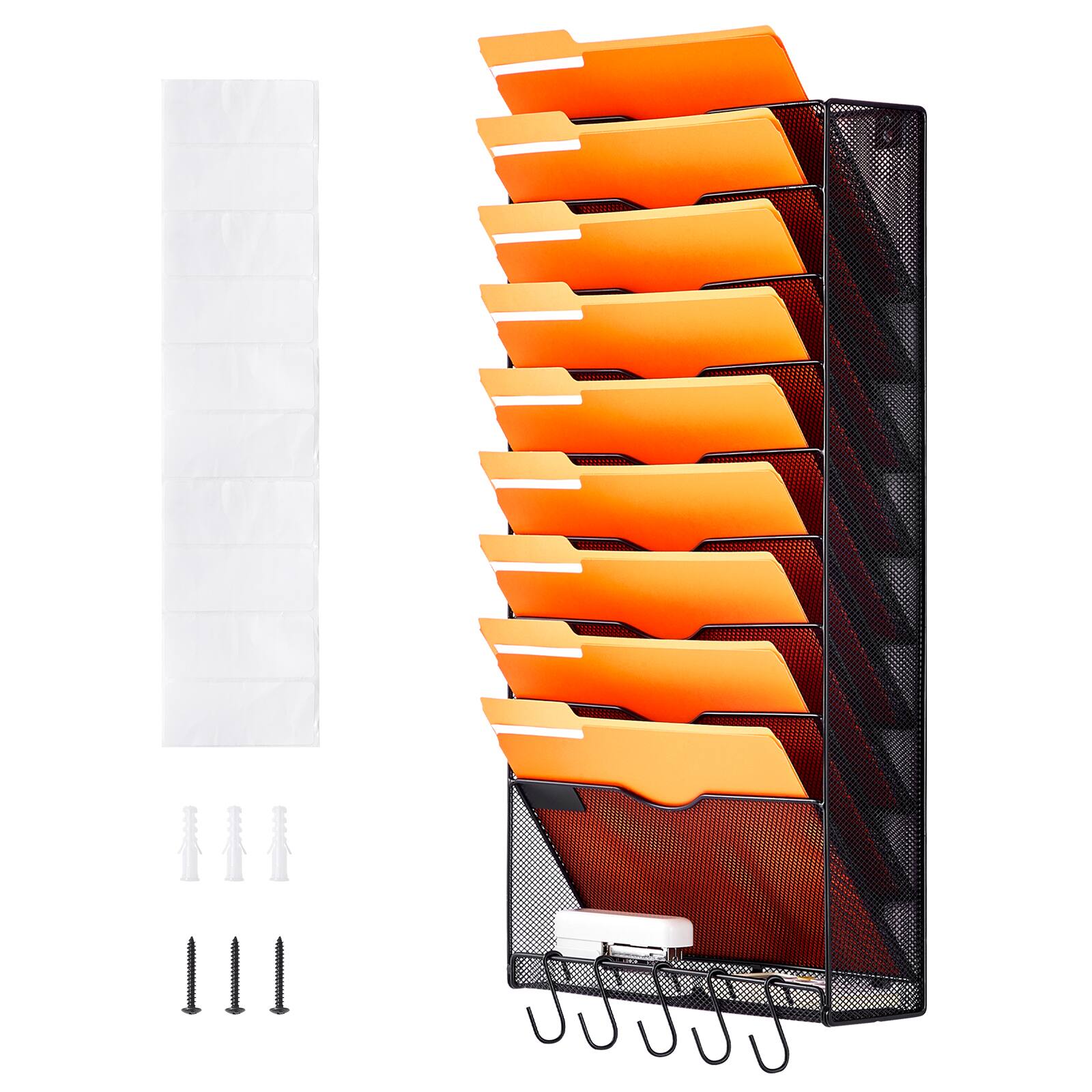 VEVOR File Wall Rack, One Piece 10 Pockets Mesh Wall File Holder, Wall ...