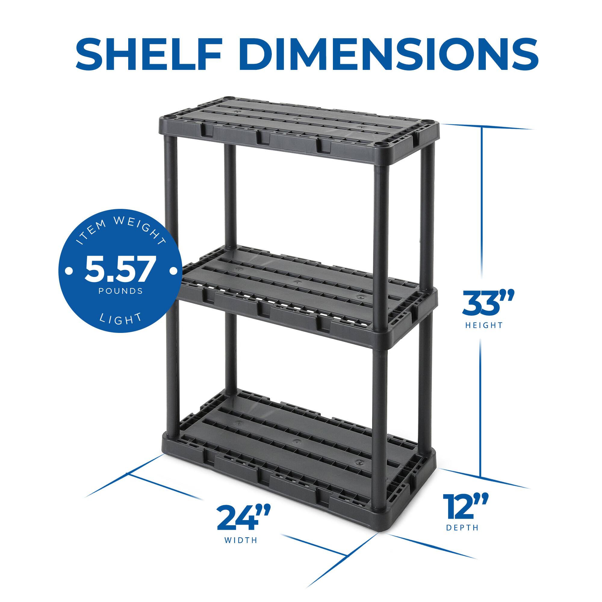 Gracious Living 3 Shelf Knect A Shelf Fixed Height Light Duty Storage ...