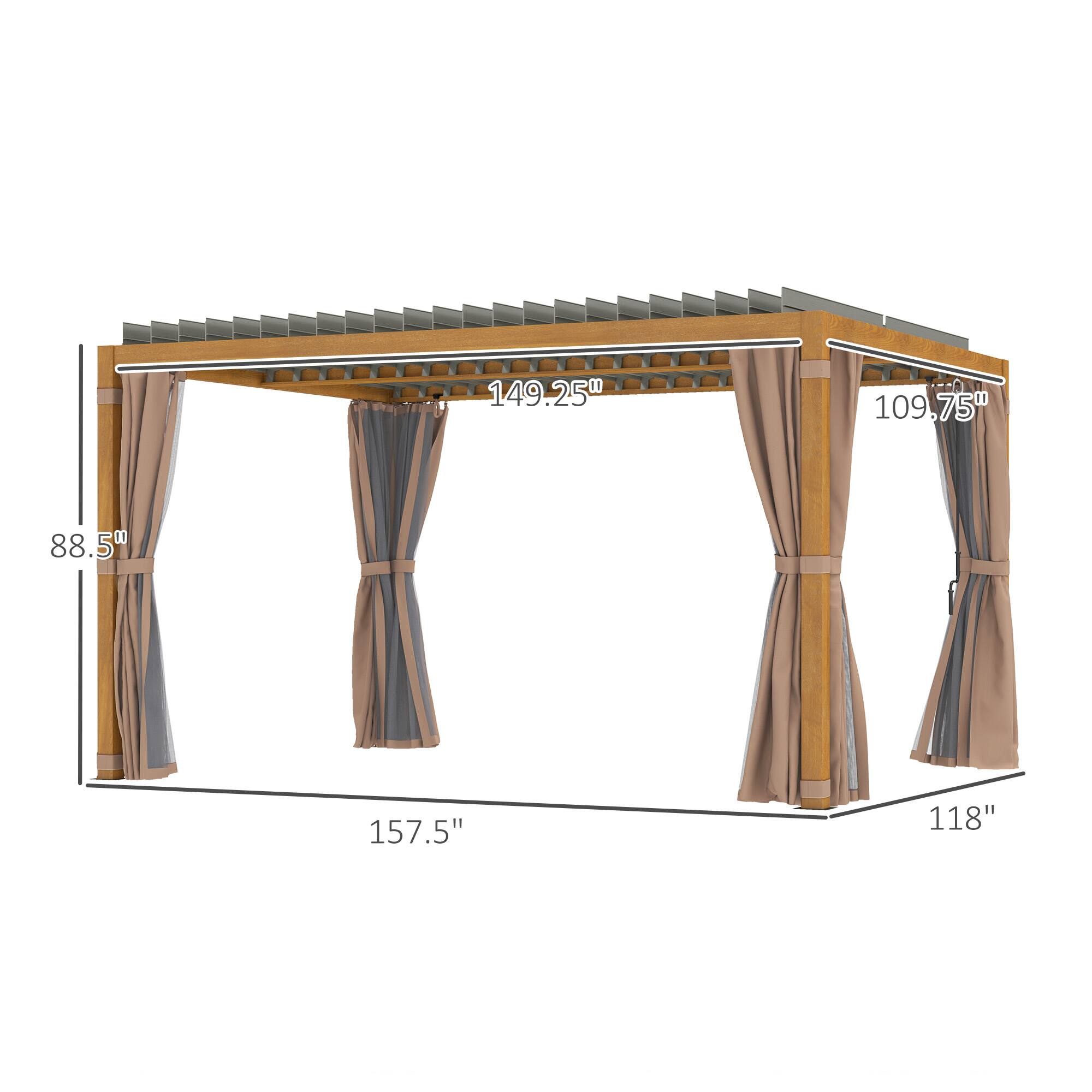 Outsunny 10' x 13' Louvered Pergola Hardtop Gazebo with Adjustable ...
