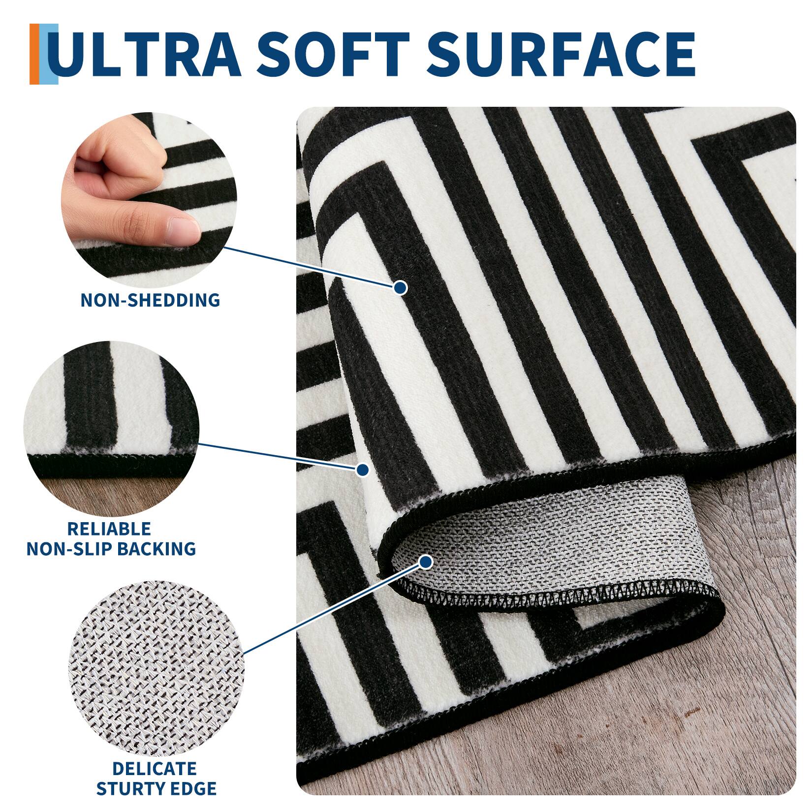 GARVEE Modern Geometric Area Rug Ultra Thin Machine Washable Non Slip ...