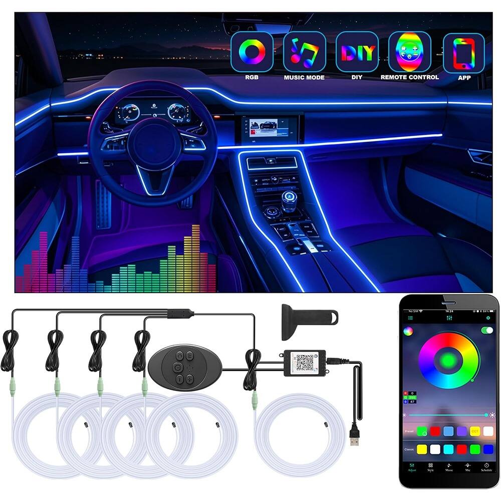PARKER SLATER 5 in 1 car LED strip lights with app control, interior ...