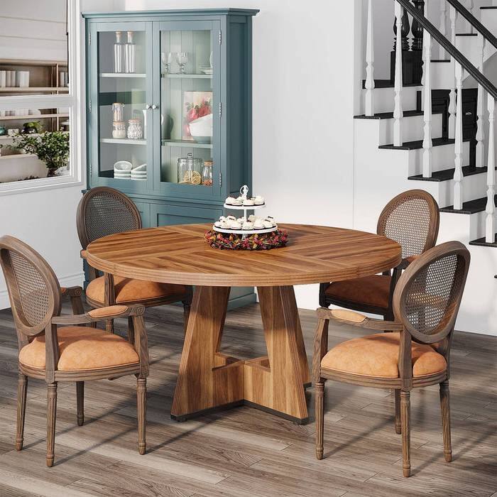 SlickBlue Contemporary Round Kitchen Table with Wood Finish for Dining ...