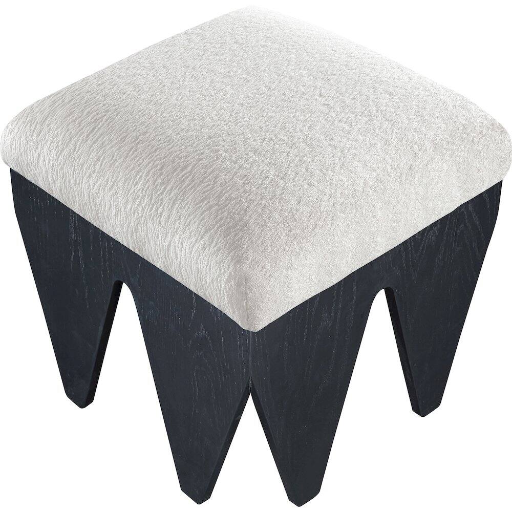Meridian Furniture Altair Cream Velour Fur Fabric Bench Beige ...