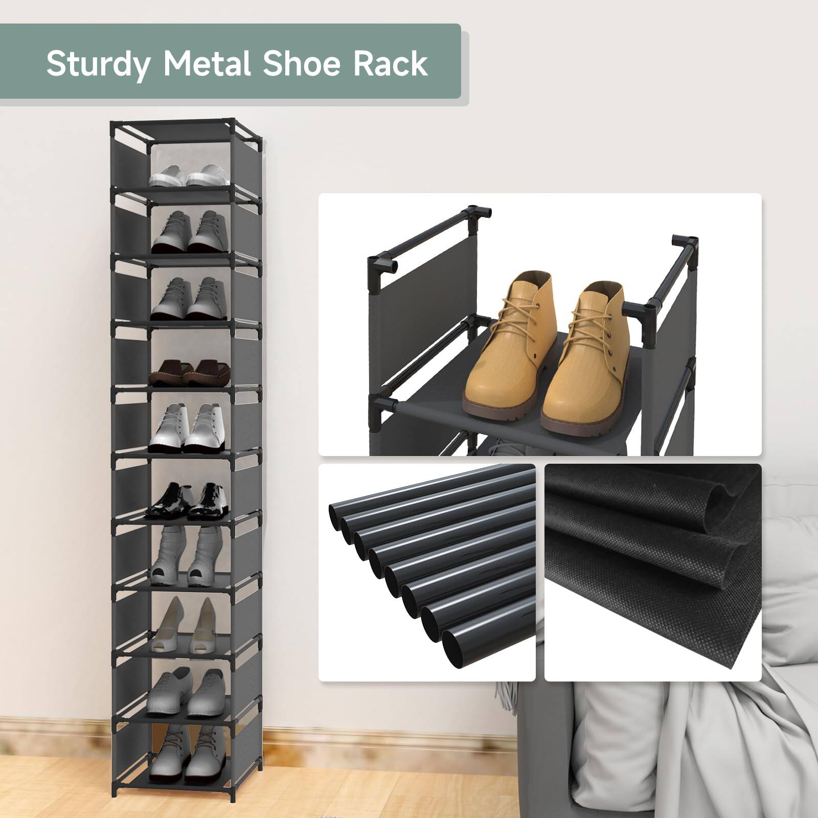 ThinkLink Electronic Vertical Narrow Tall Shoe Rack For Front Door ...