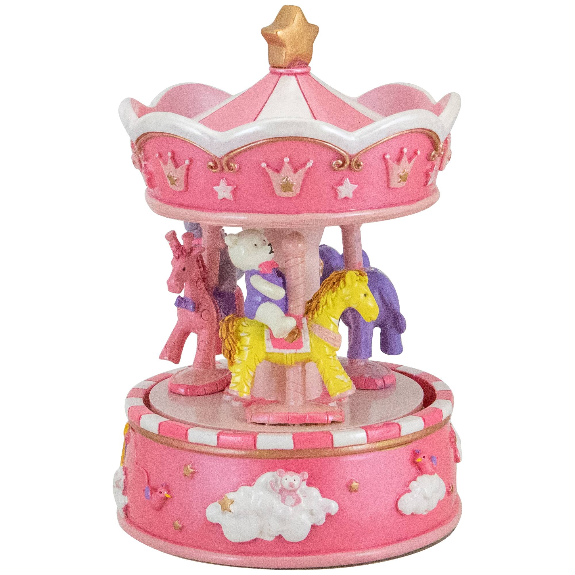 Northlight Children's Sleepy Time Animated Musical Carousel 6.5" Piink ...