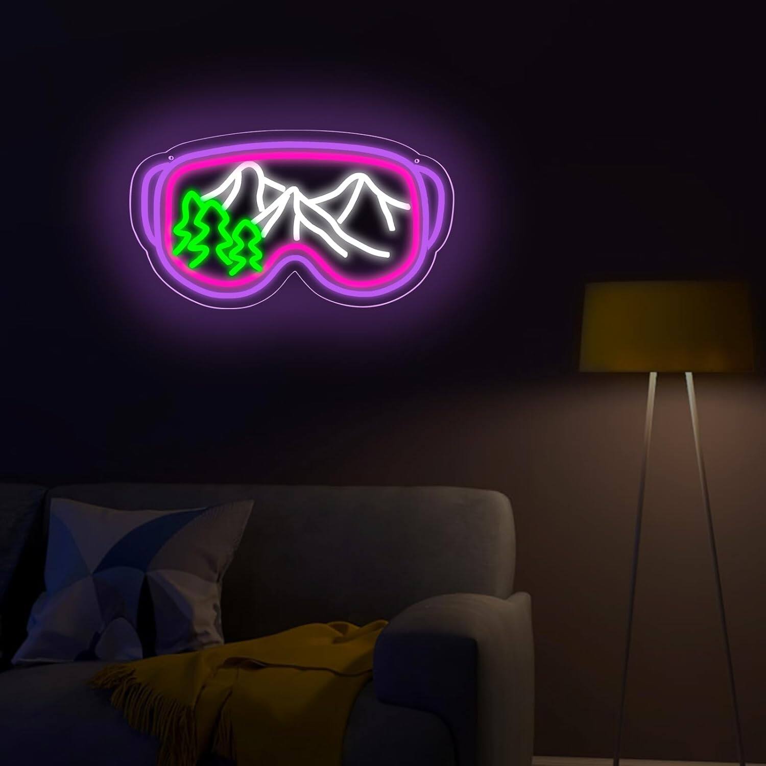 Auledio Ski Goggles Neon Sign Winter Ski LED Sign Dimmable Winter ...