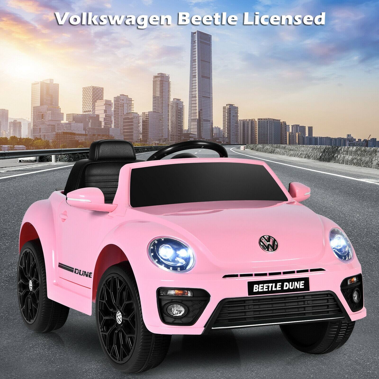 SKONYON Volkswagen Beetle Kids Electric Ride On Car with Remote Control ...
