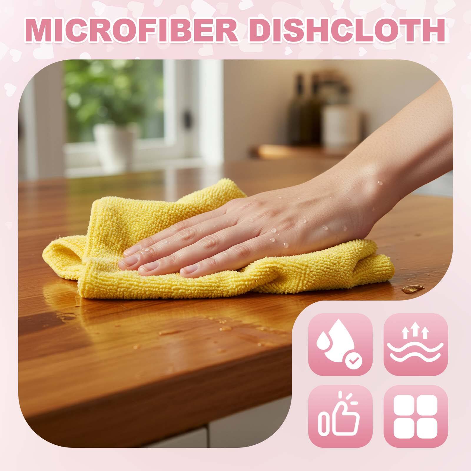 Unique Bargains 5pcs Microfiber Cleaning Cloth, 11.8"x11.8" Square ...