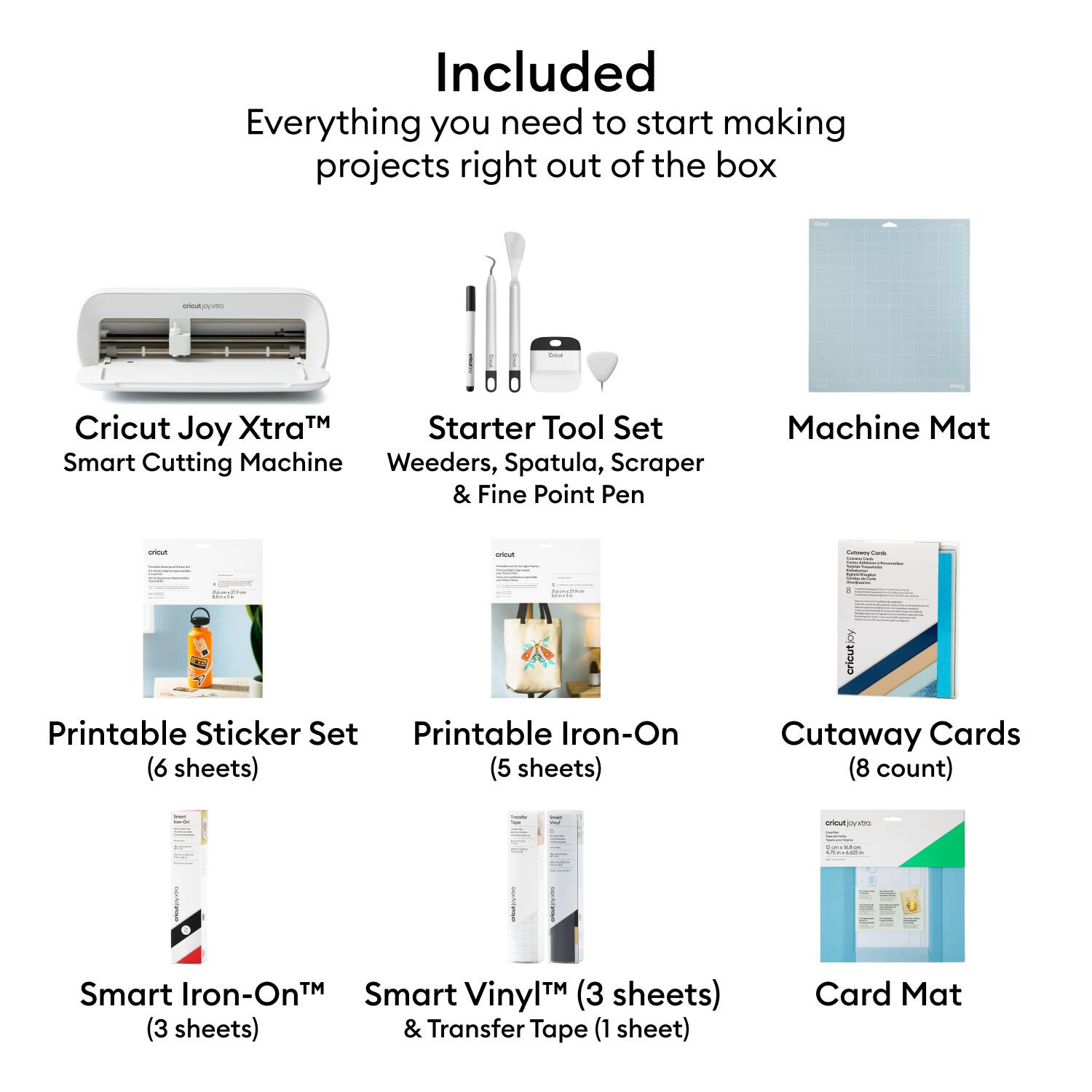 Cricut Joy Xtra Smart Cutting Machine + Starter Kit White 8002040 ...