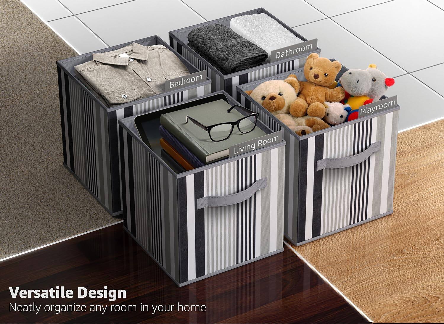 Sorbus Foldable Storage Cubes, 6 Fabric Baskets for Organizing Pantry ...