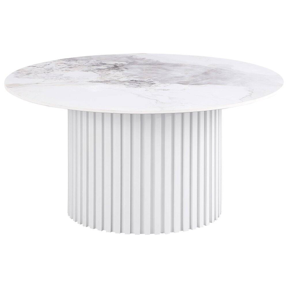 Coaster Co. of America Rowena Round Sintered Stone Coffee Table Faux ...