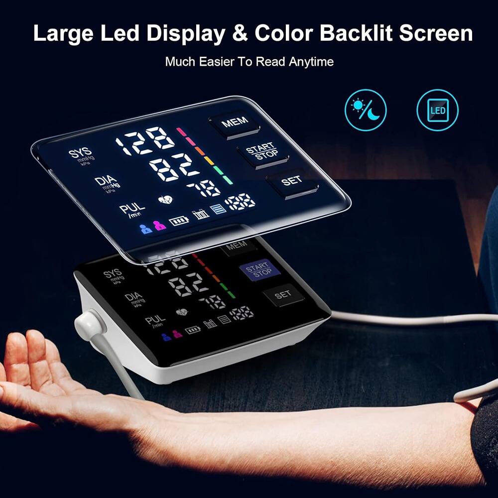 RTMB Upper Arm Blood Pressure Monitor, LED Backlit Screen, Extra Large ...