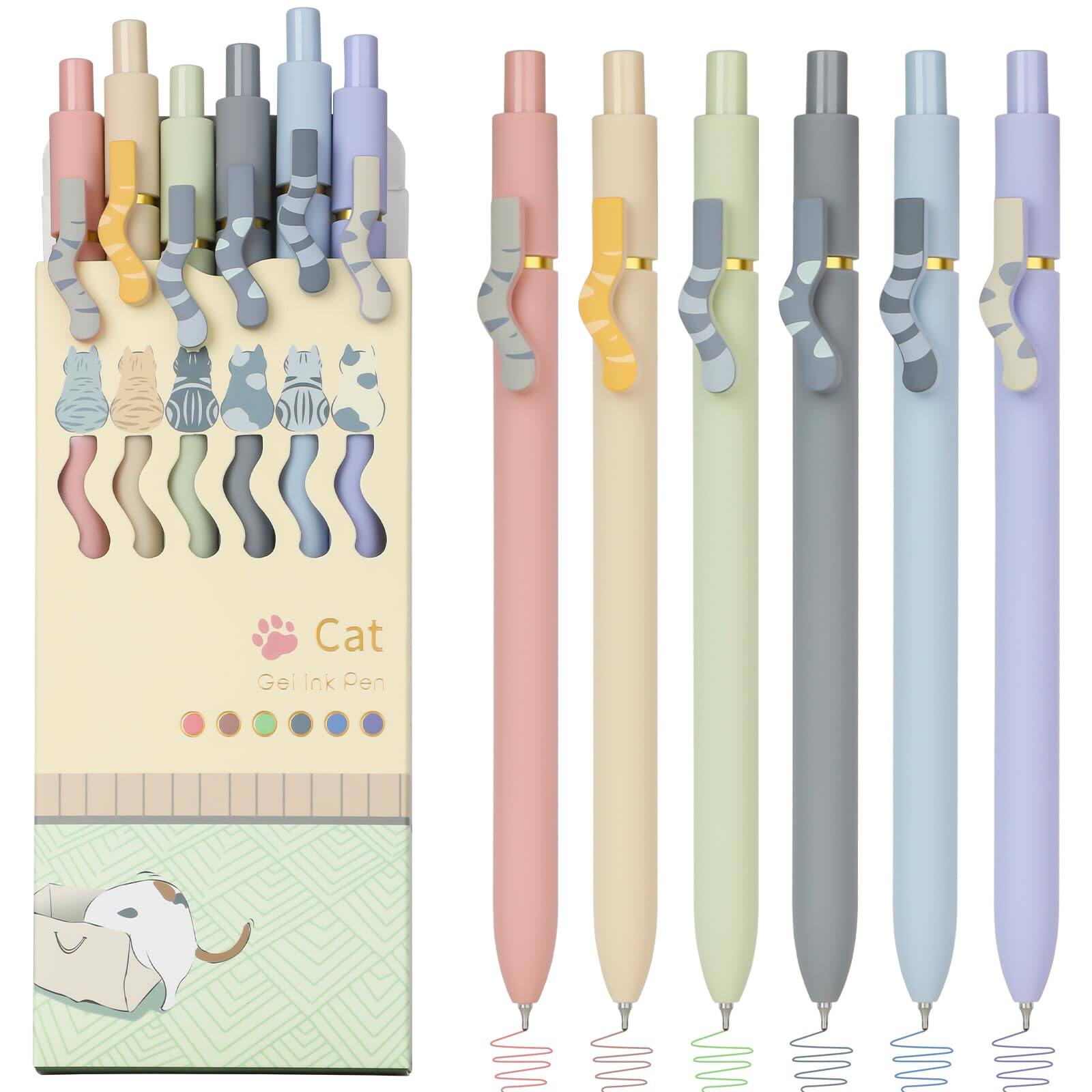 Paradigms Interiors Cat Gel Pens 6 Assorted Cute Fine Point Smooth ...