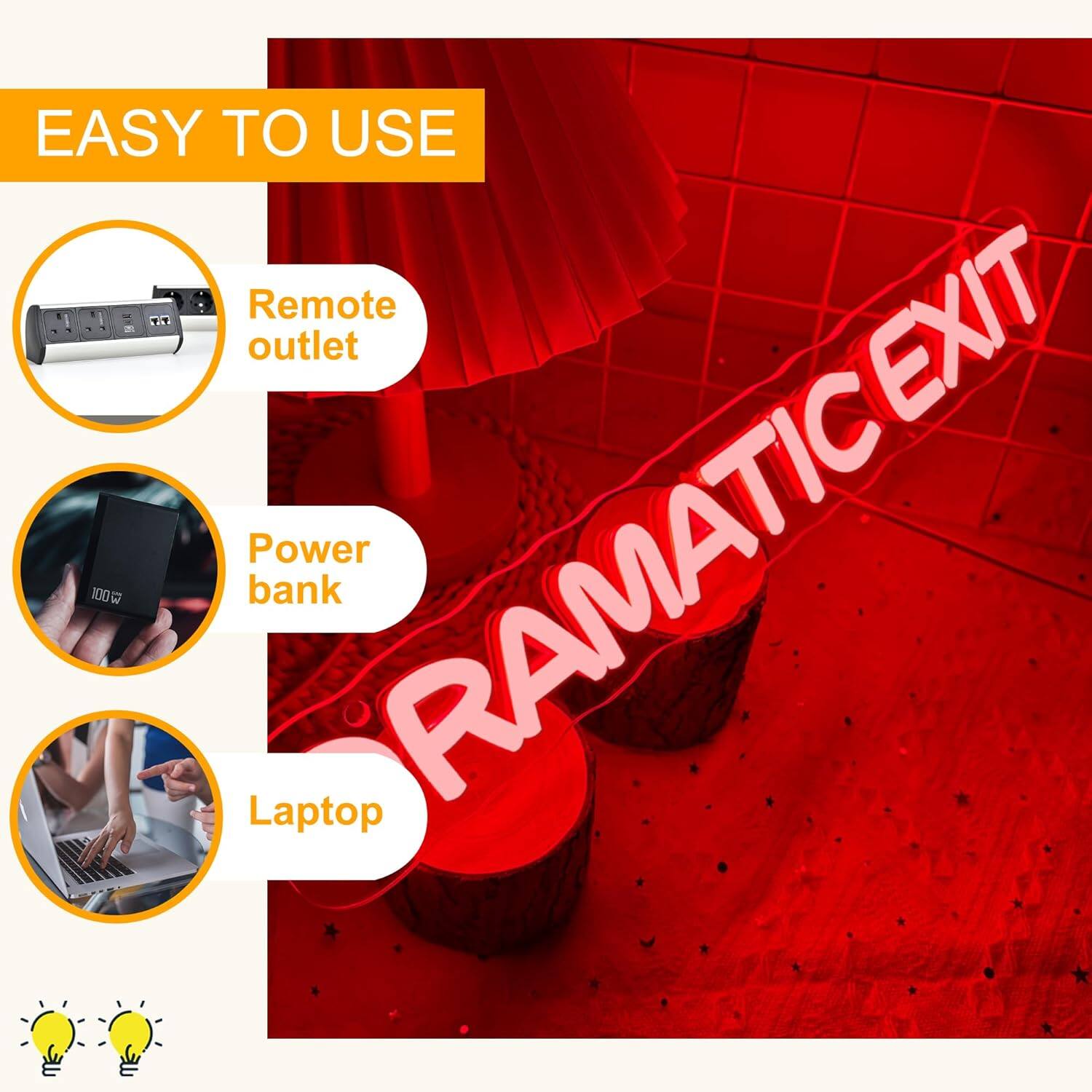 Auledio Allball Dramatic Exit Neon Sign,USB Powered LED Neon Light ...