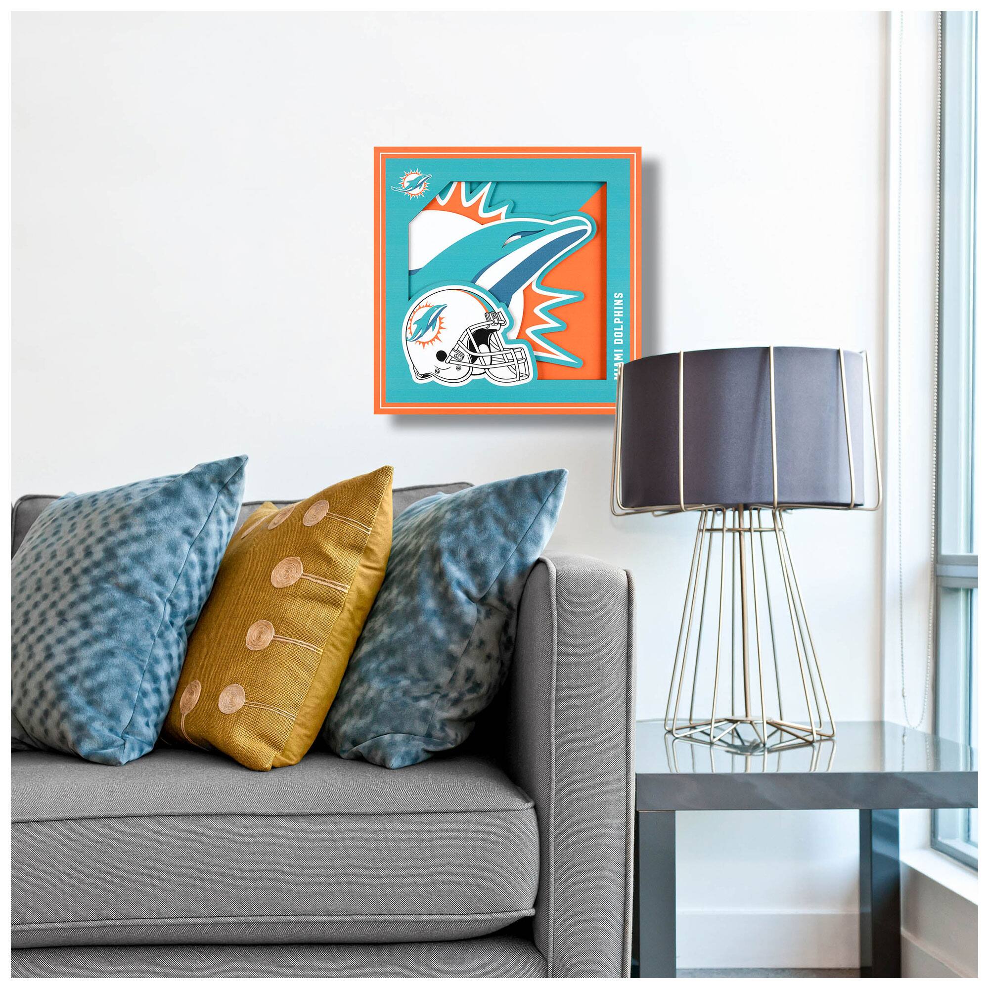 YouTheFan Miami Dolphins 12'' x 12'' 3D Logo Wall Art Multicolor ...