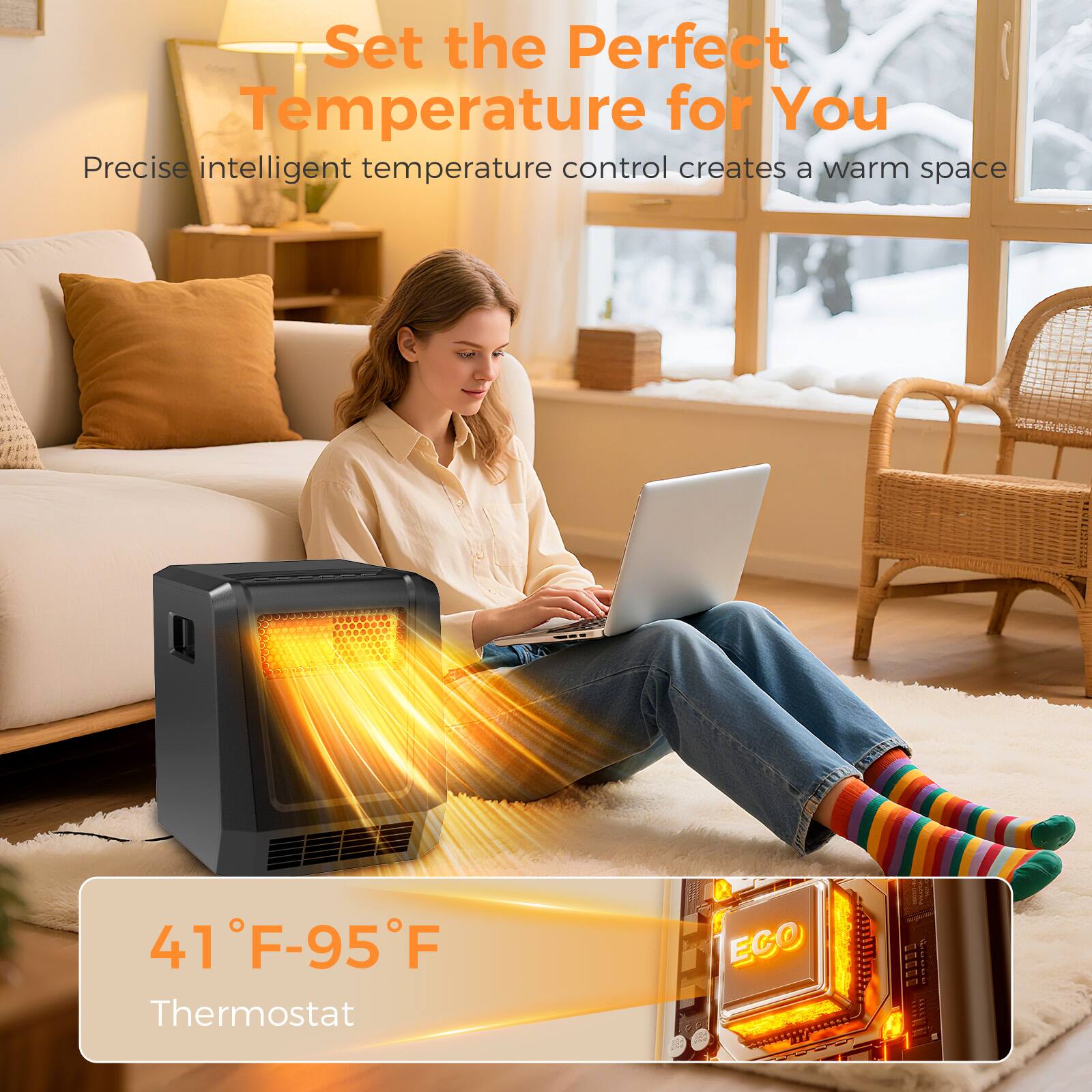 OSTBA 1500W Space Heater for Indoor Use, 6 Element Box Heater with ...