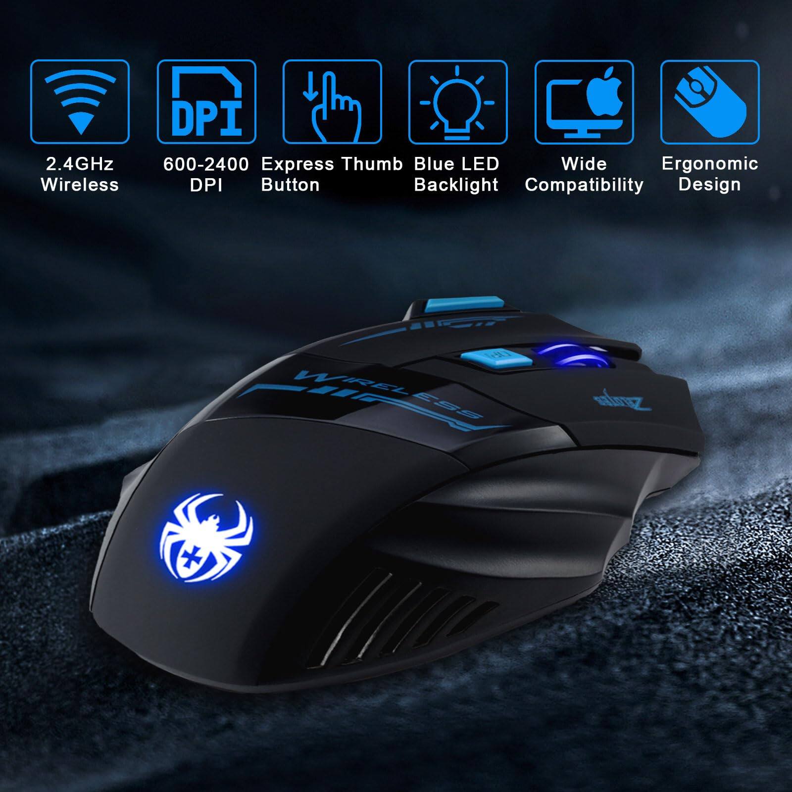 Cozy Serene Wireless Mouse LED F14 Gaming With Side Buttons 2400 Dpi ...