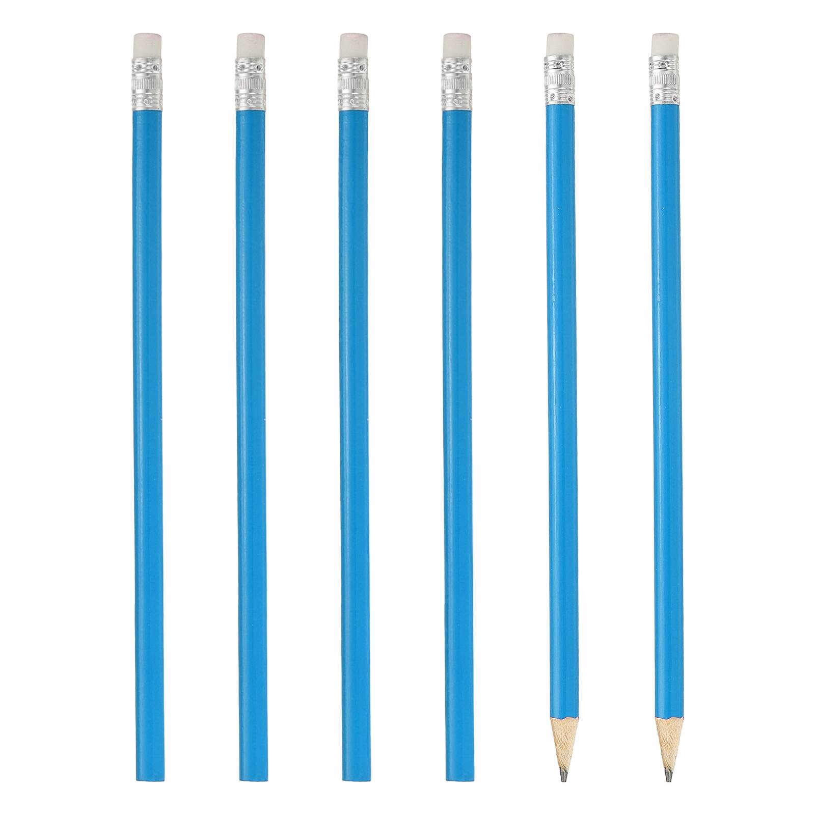 Unique Bargains Round Wooden Pencils Bulk, 6pcs HB Graphite Pencils w ...