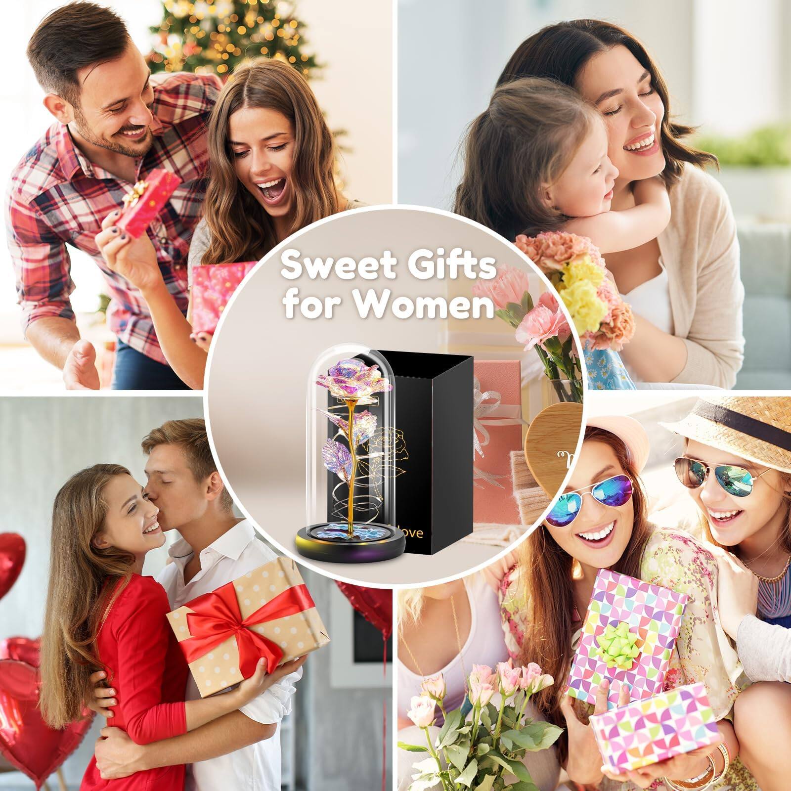 Fabibe Glass Rose Mothers Day Flower Gifts For Mom From Daughter Son ...