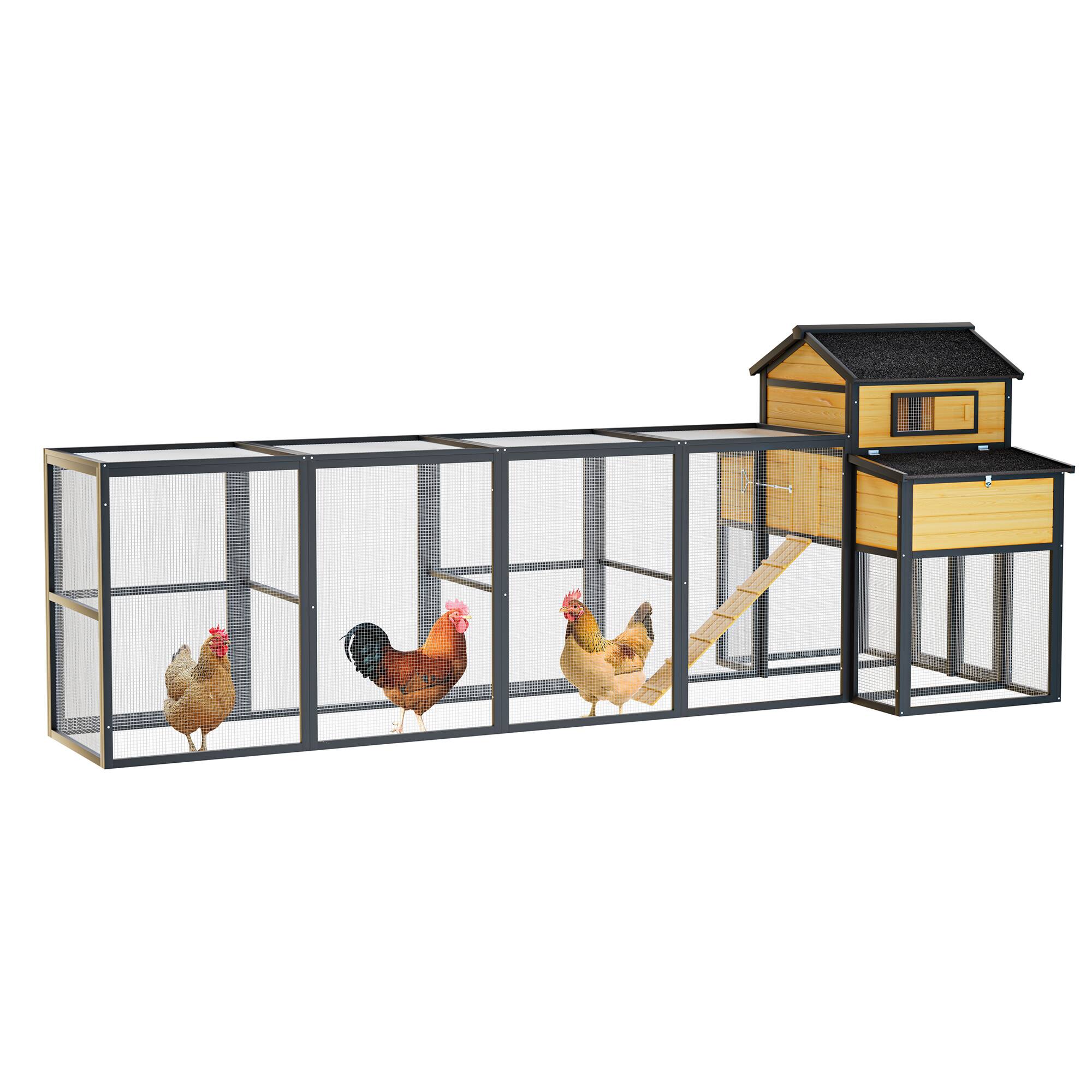 TinyHomie 150 inch Black Large Wooden Chicken Coop Outdoor Hen House 4 ...