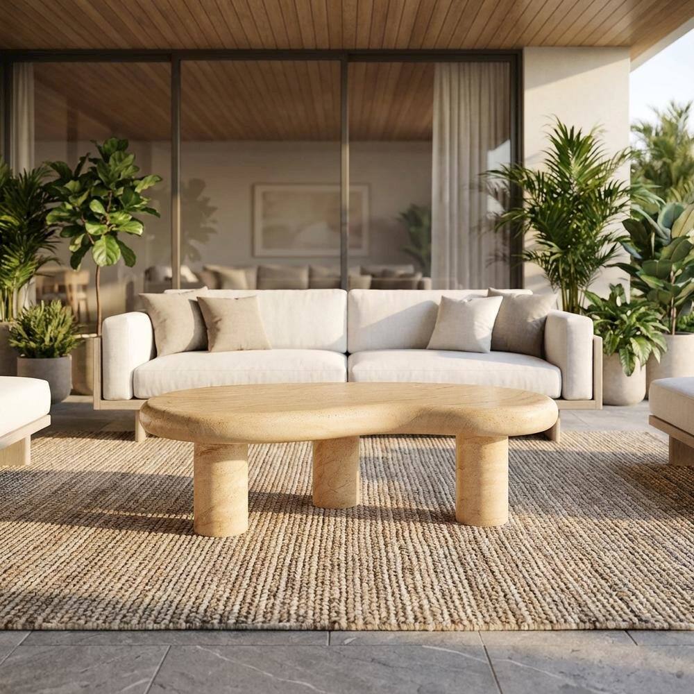 Outdoor Escape Textured Faux Indoor Outdoor Coffee Table With Durable ...