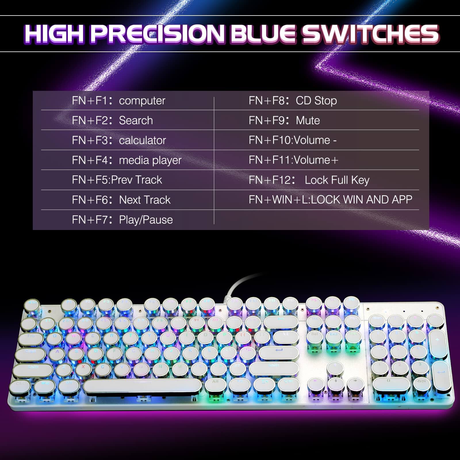 Comfort Essence Typewriter Style Mechanical Gaming Rgb Backlit Wired ...