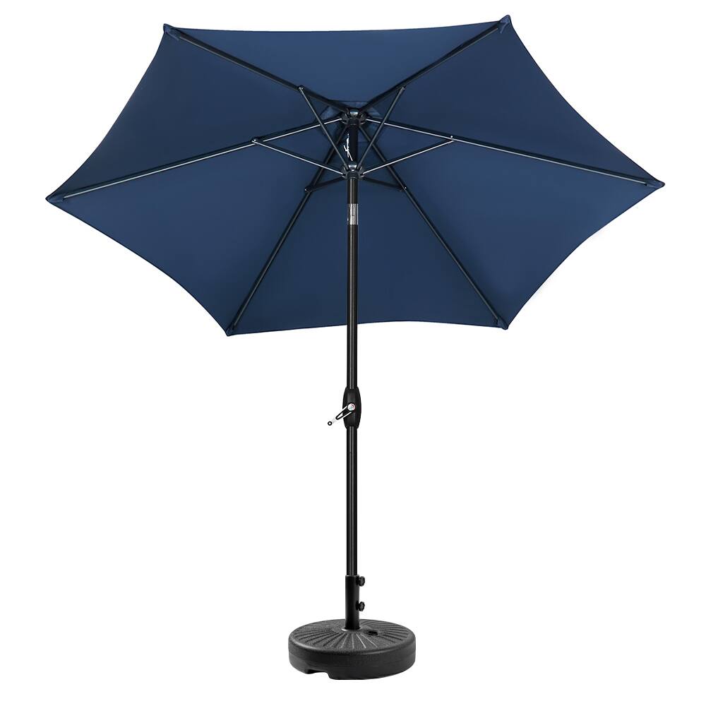 Ainfox 9ft Patio Umbrella With Round umbrella base Coffee BBS028NB003 ...