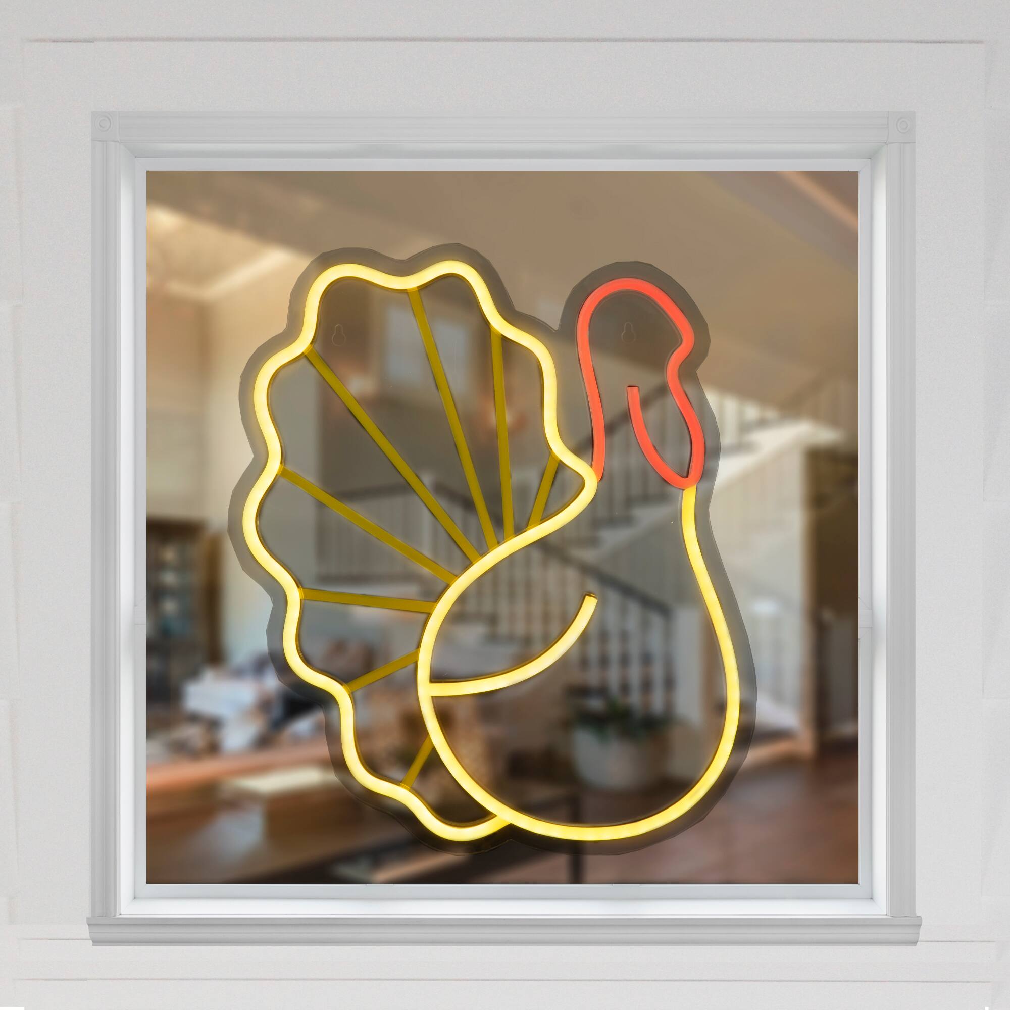 Northlight Pre lit LED Turkey Thanksgiving Neon Wall or Window ...