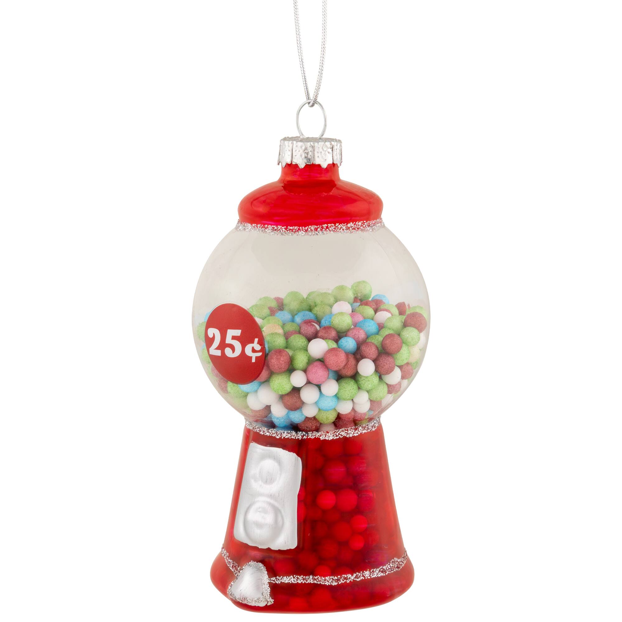 Northlight 4" Retro Gumball Machine Glass Christmas Ornament Red ...