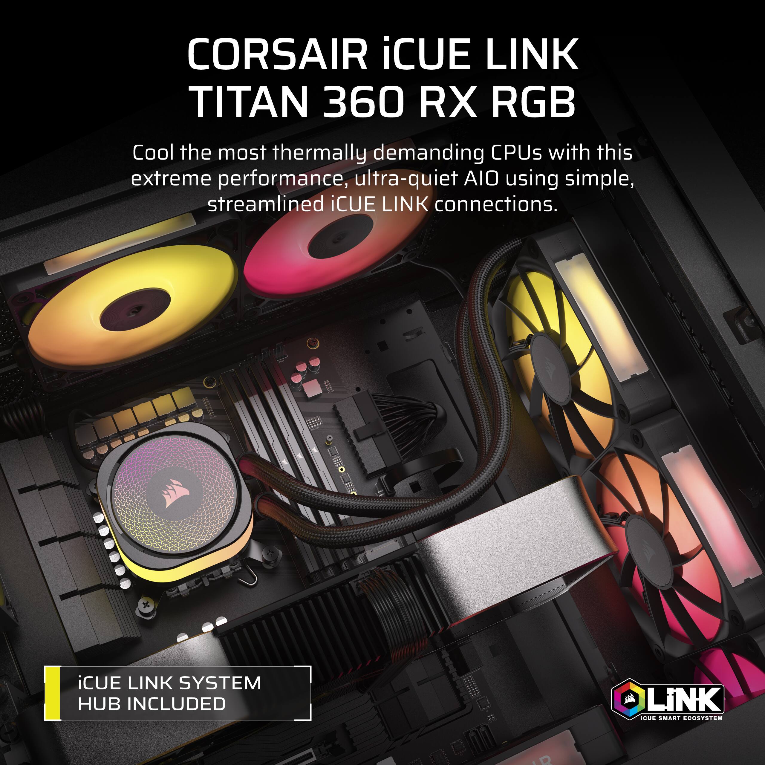 CORSAIR iCUE LINK TITAN 360 RX Liquid CPU Cooler with RGB Lighting ...