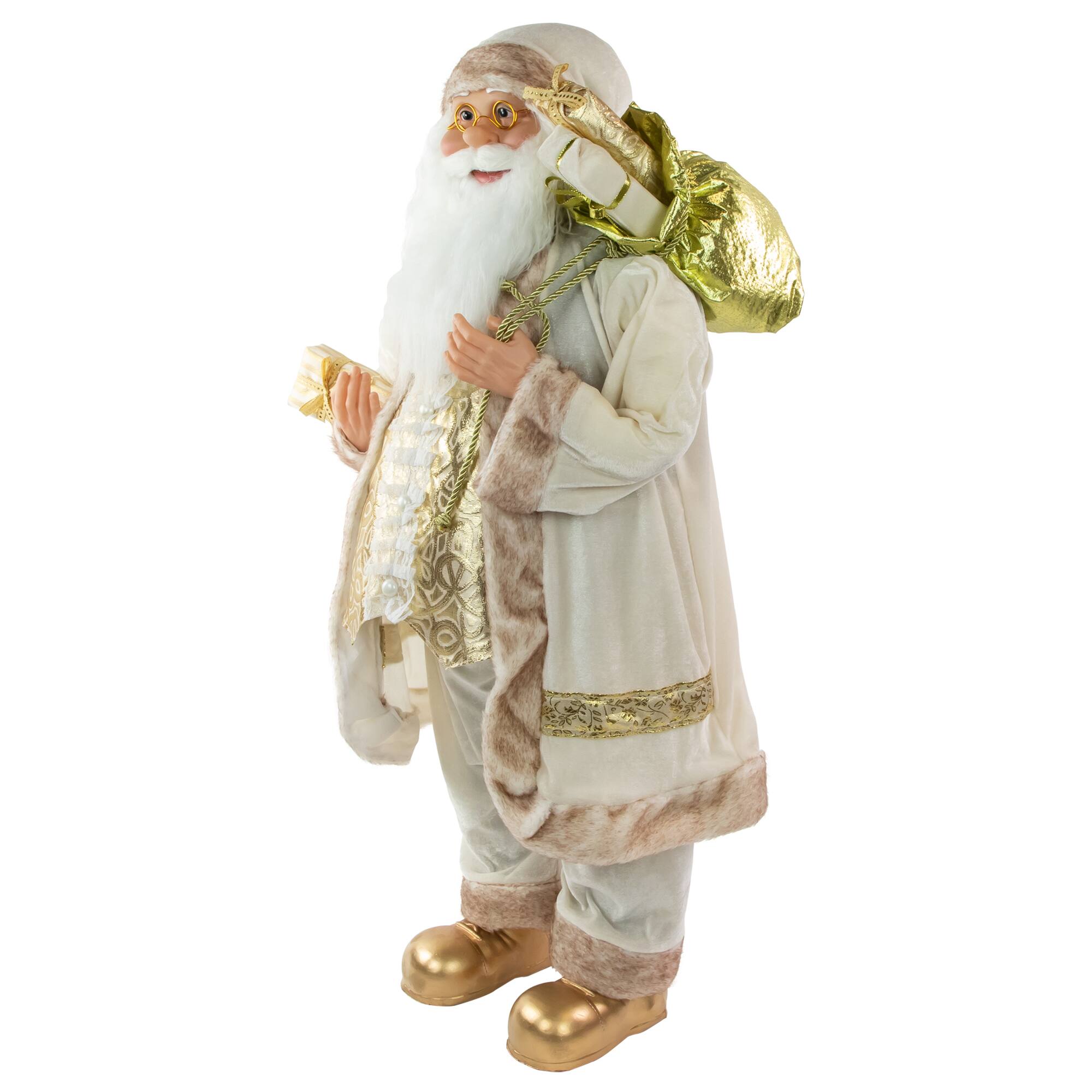 Northlight Winter Santa Claus with Gift Bag Christmas Figure 36" White ...