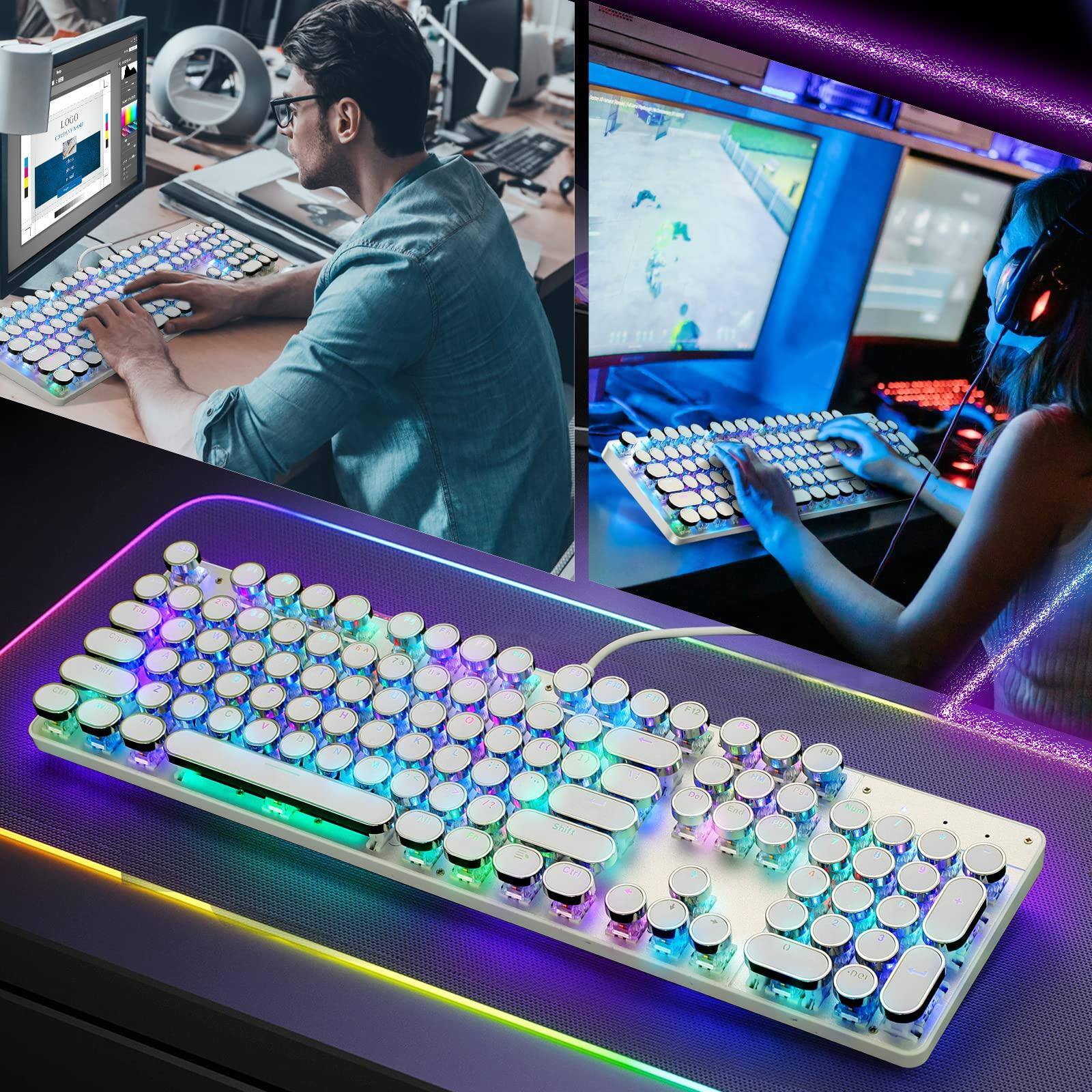 Comfort Essence Typewriter Style Mechanical Gaming Rgb Backlit Wired ...