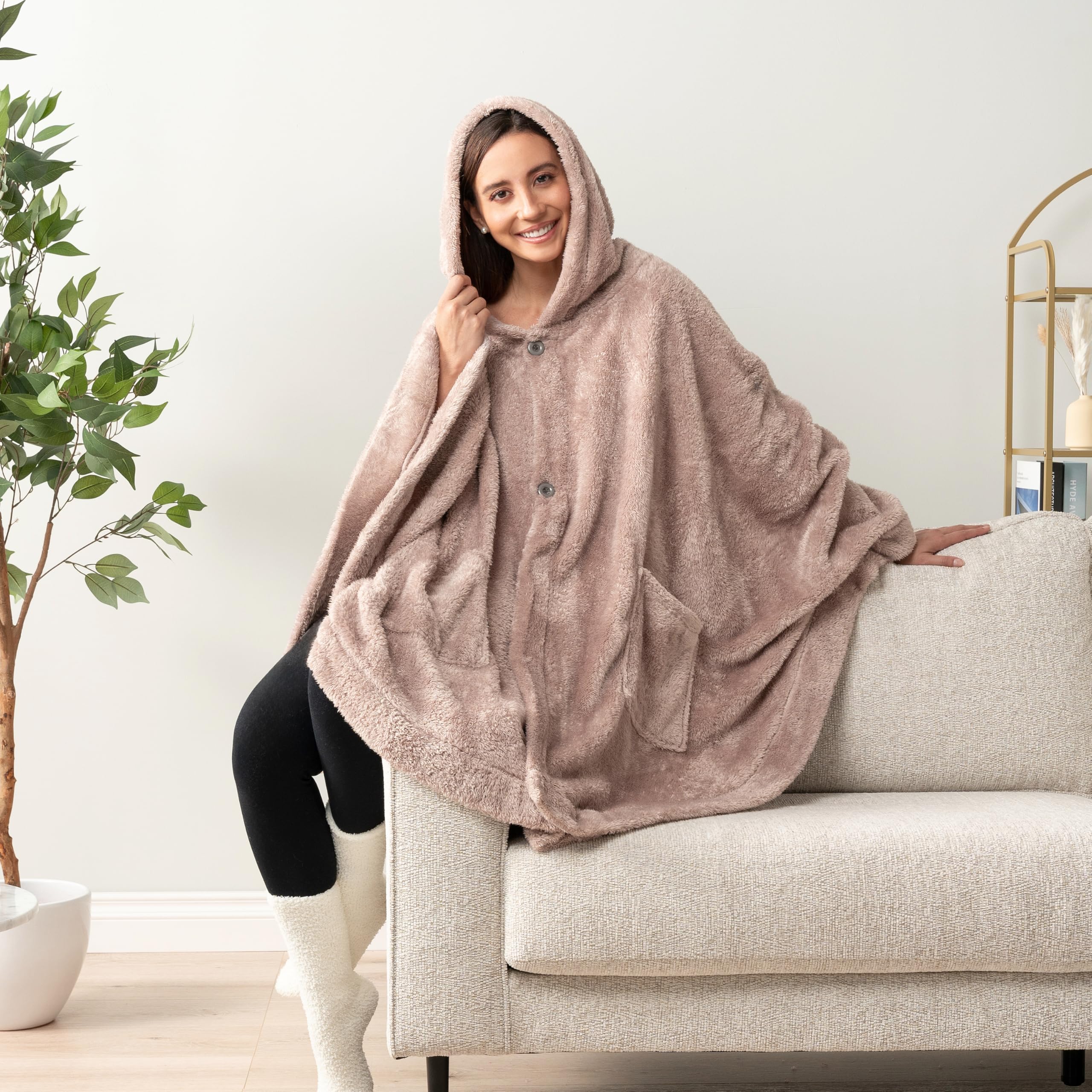 Paradigms Interiors Angel Wrap Hooded Blanket Poncho Wearable Throw For ...
