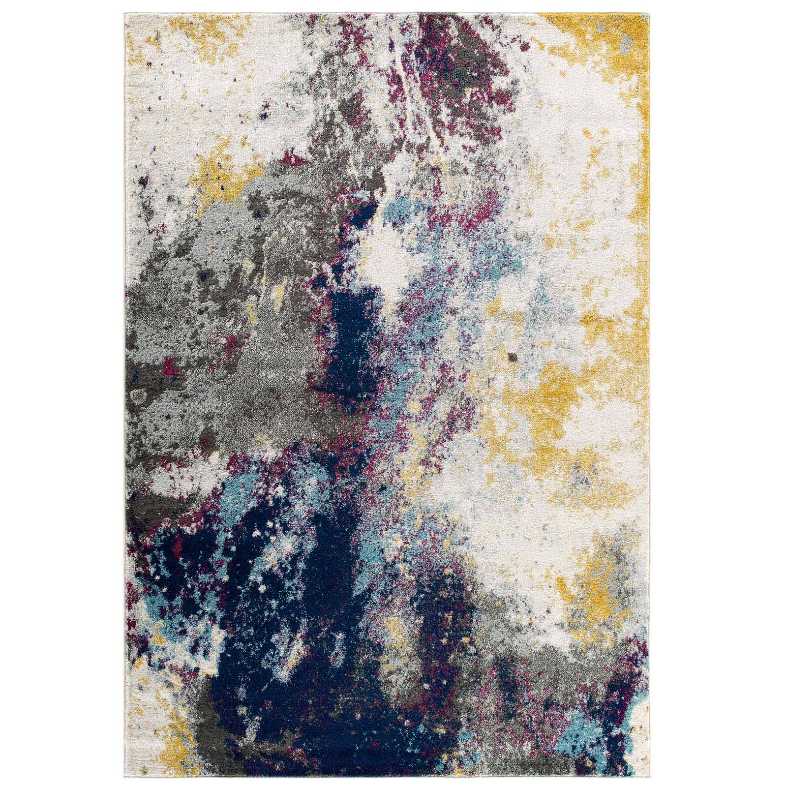 Modway Entourage Adeline Contemporary Modern Abstract Area Rug Blue ...