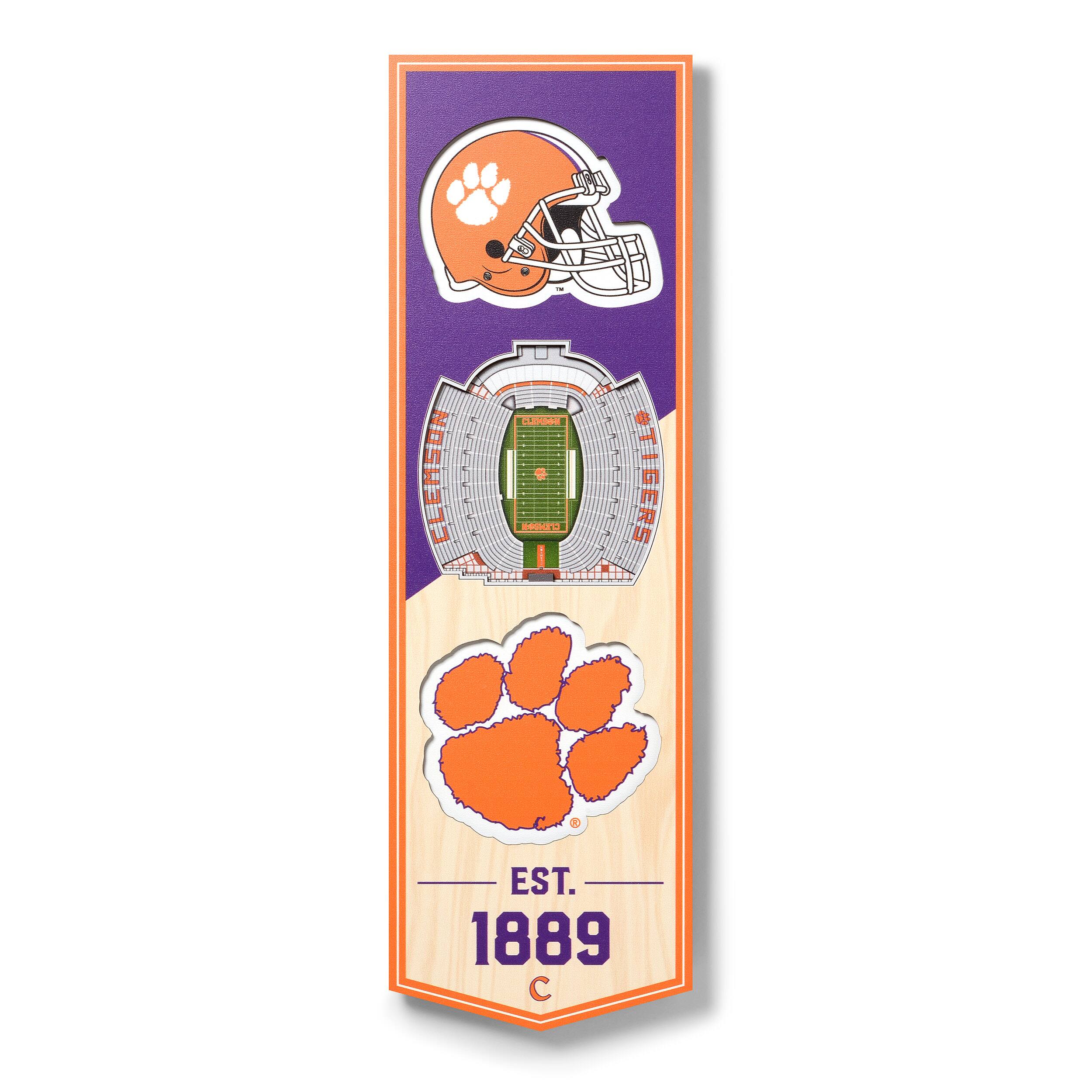 YouTheFan Clemson Tigers 6'' x 19'' 3D StadiumView Banner Multicolor ...