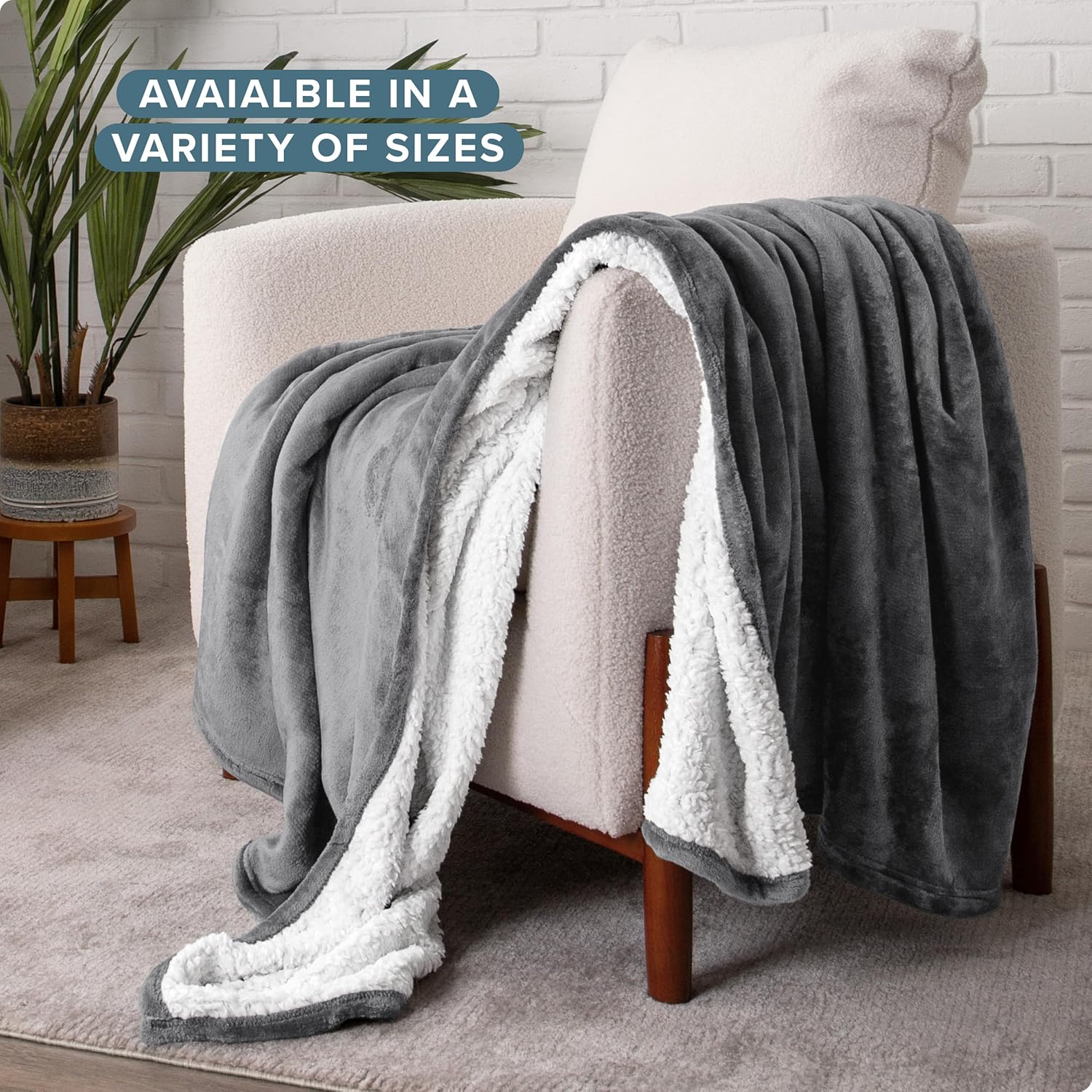 blue Paaaawaters Bare Home Sherpa Fleece Blanket Twin/Twin Extra Long ...