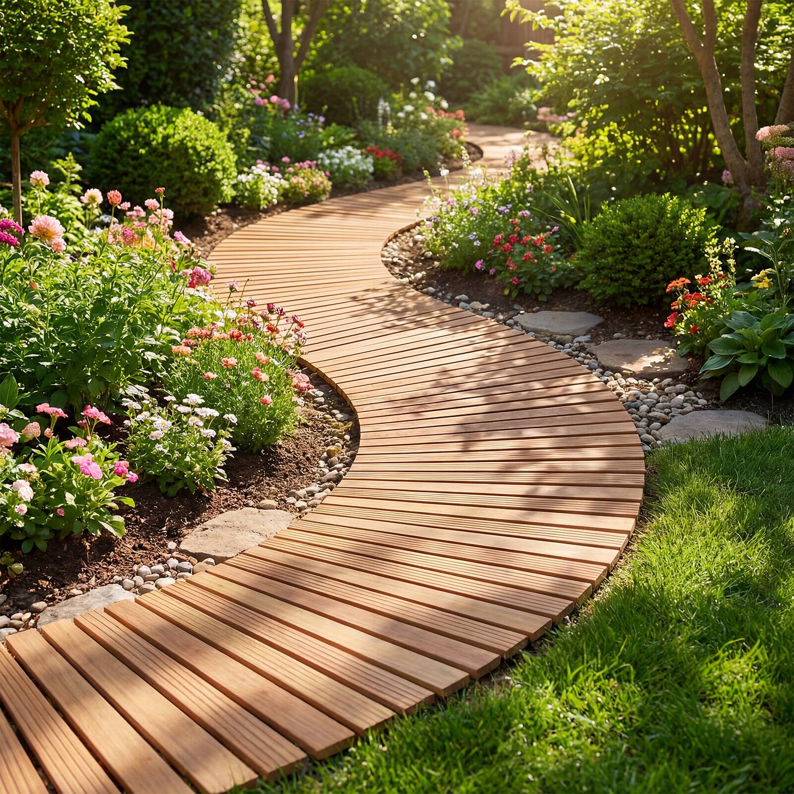 Gymax 2PCS Wooden Garden Pathway w/Anti slip Surface Metal Wires w ...