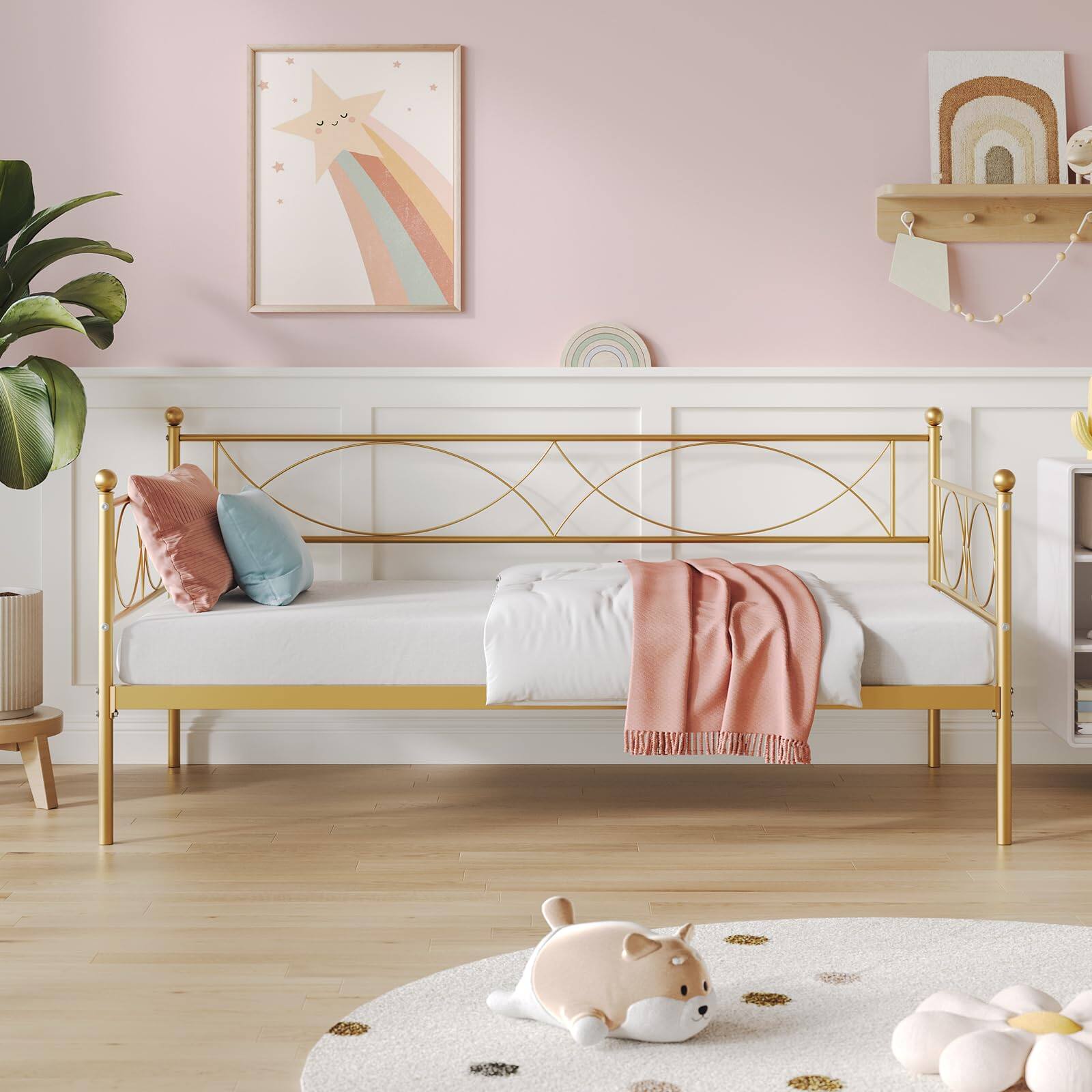 Jojoka Metal Twin Daybed, Day Bed Sofa Bed Frame with Steel Slat ...