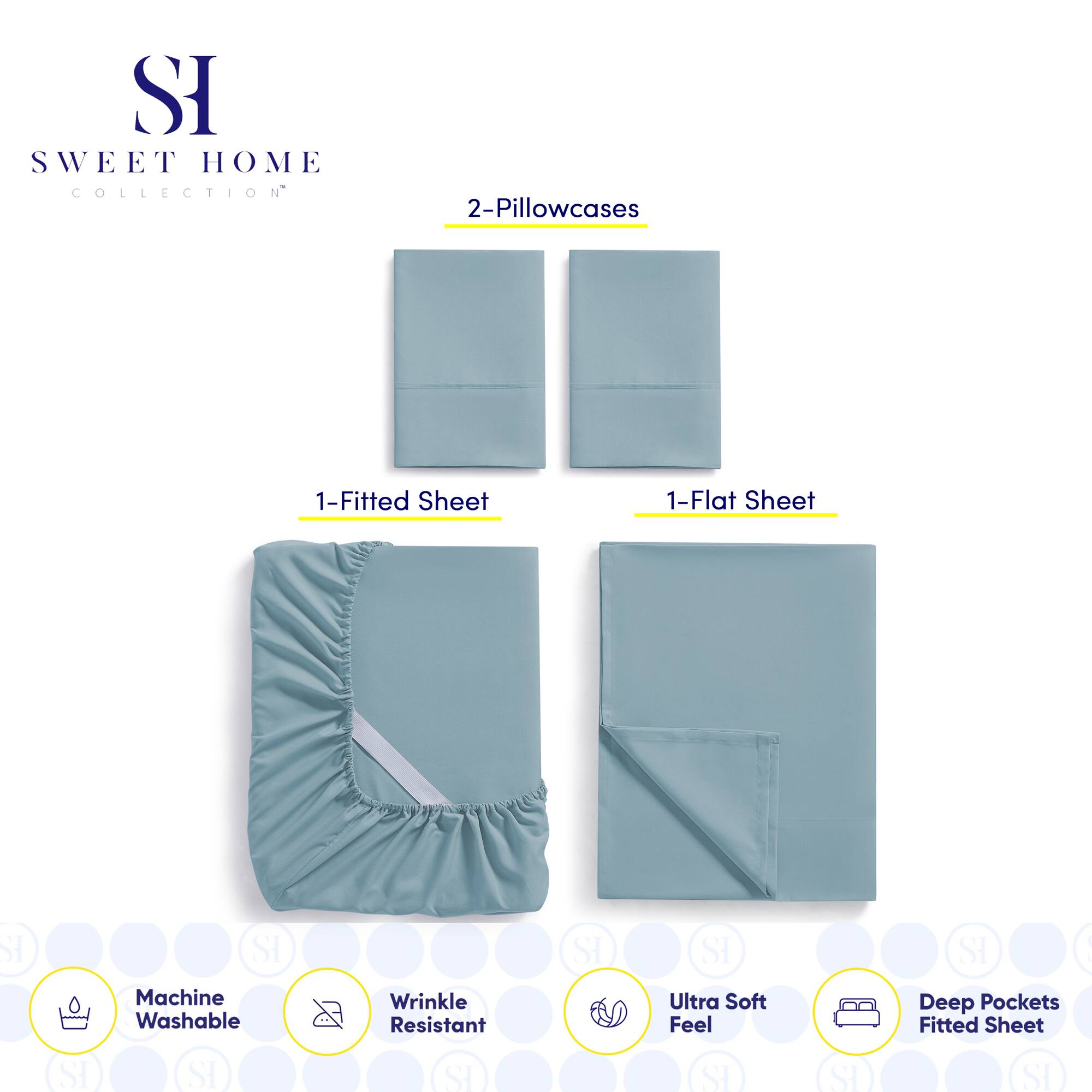 Sweet Home Collection Deluxe Microfiber Sheet Set with Bonus ...