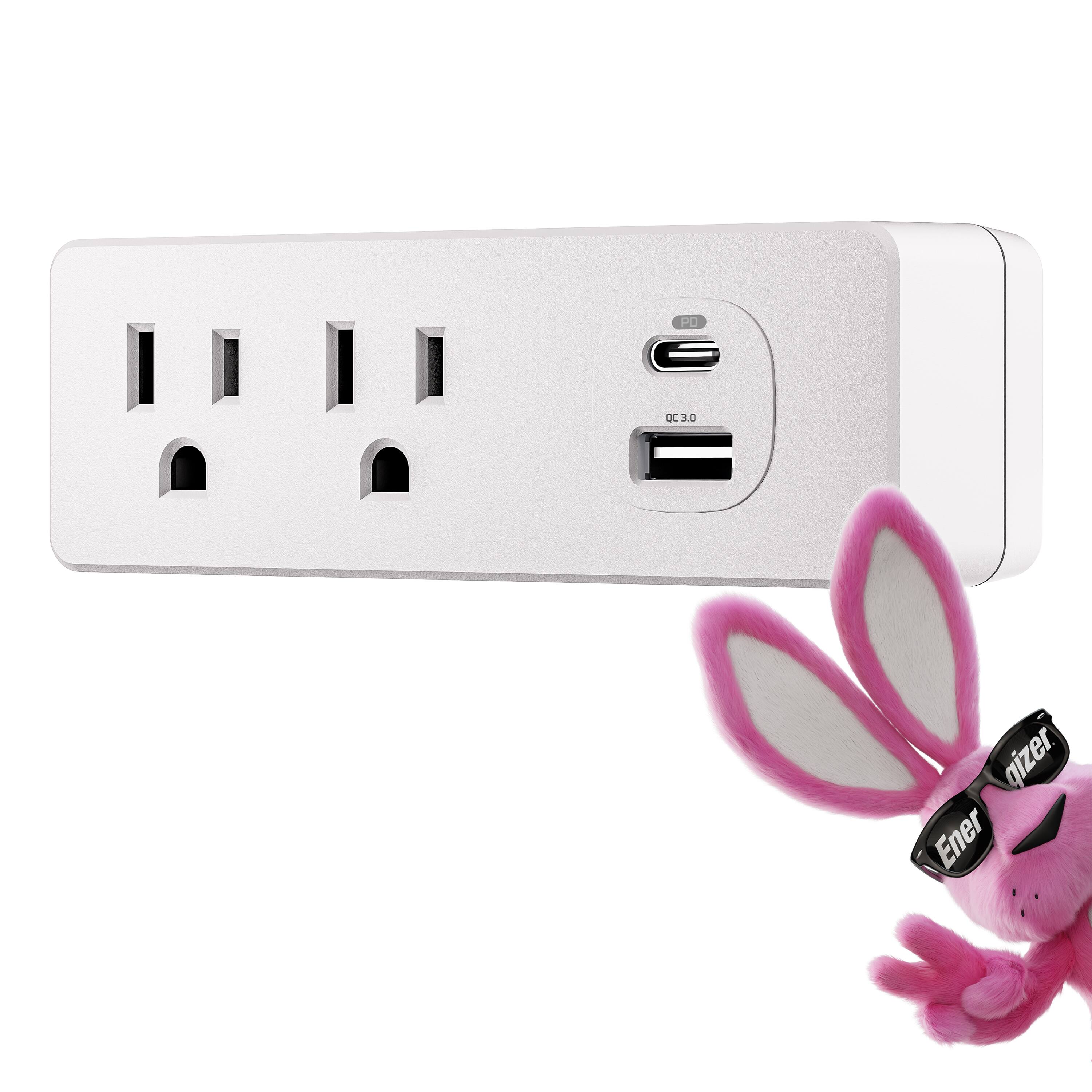 Energizer 4 Device Fast Charging Wall Outlet Extender – 2 AC Outlets ...