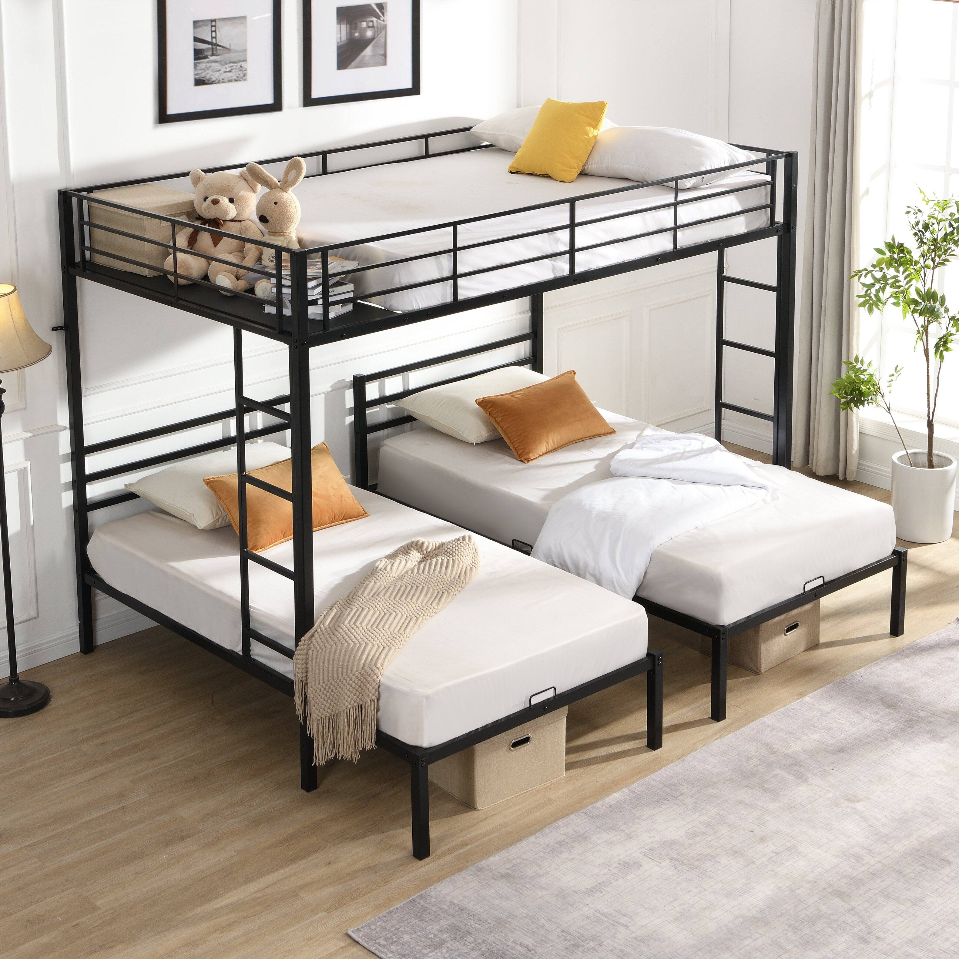 Boyel Living Full Over Twin Over Twin Metal Triple Bunk Bed with ...