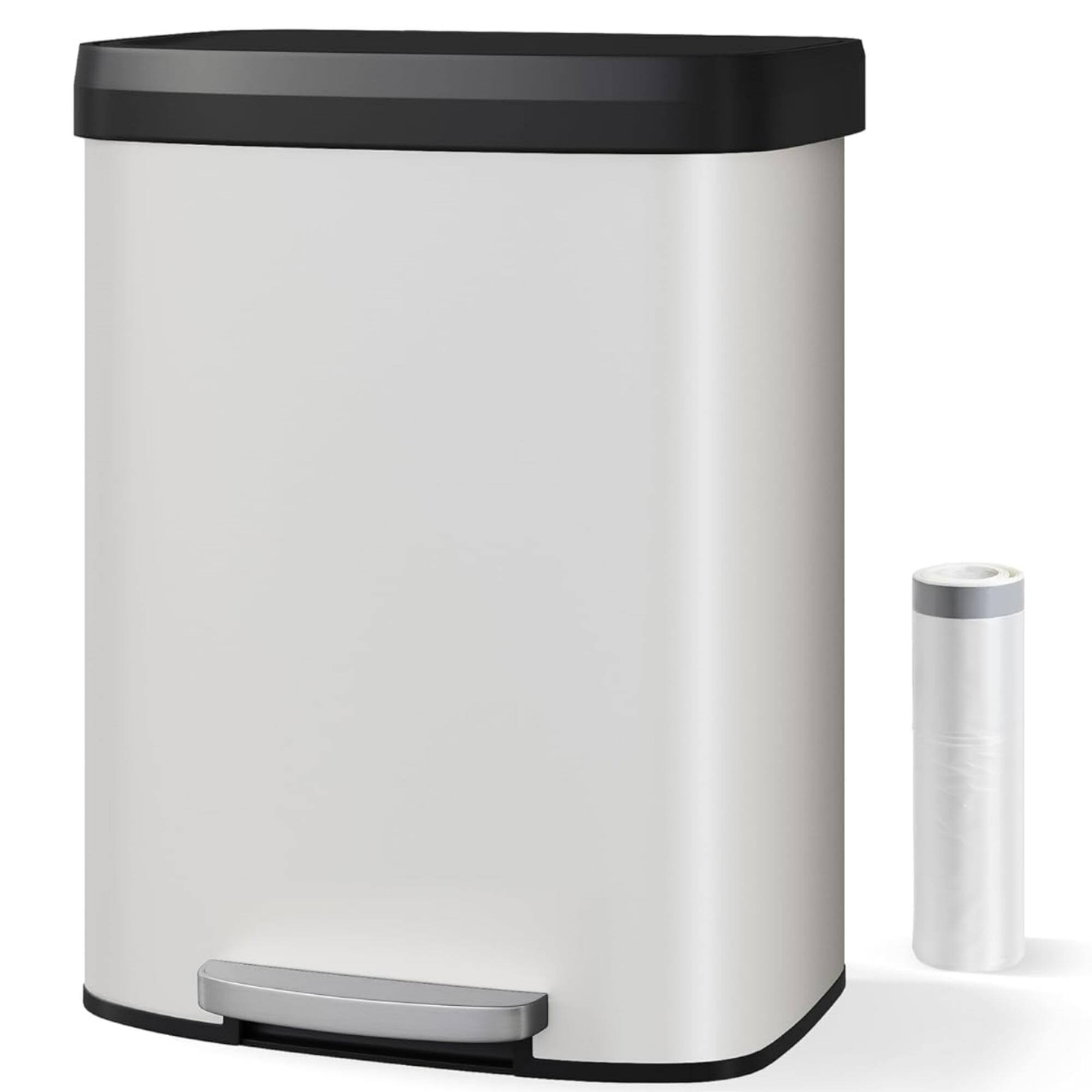 Homhougo 60L Kitchen Garbage Can with Liner Rim and Soft Close Plastic ...